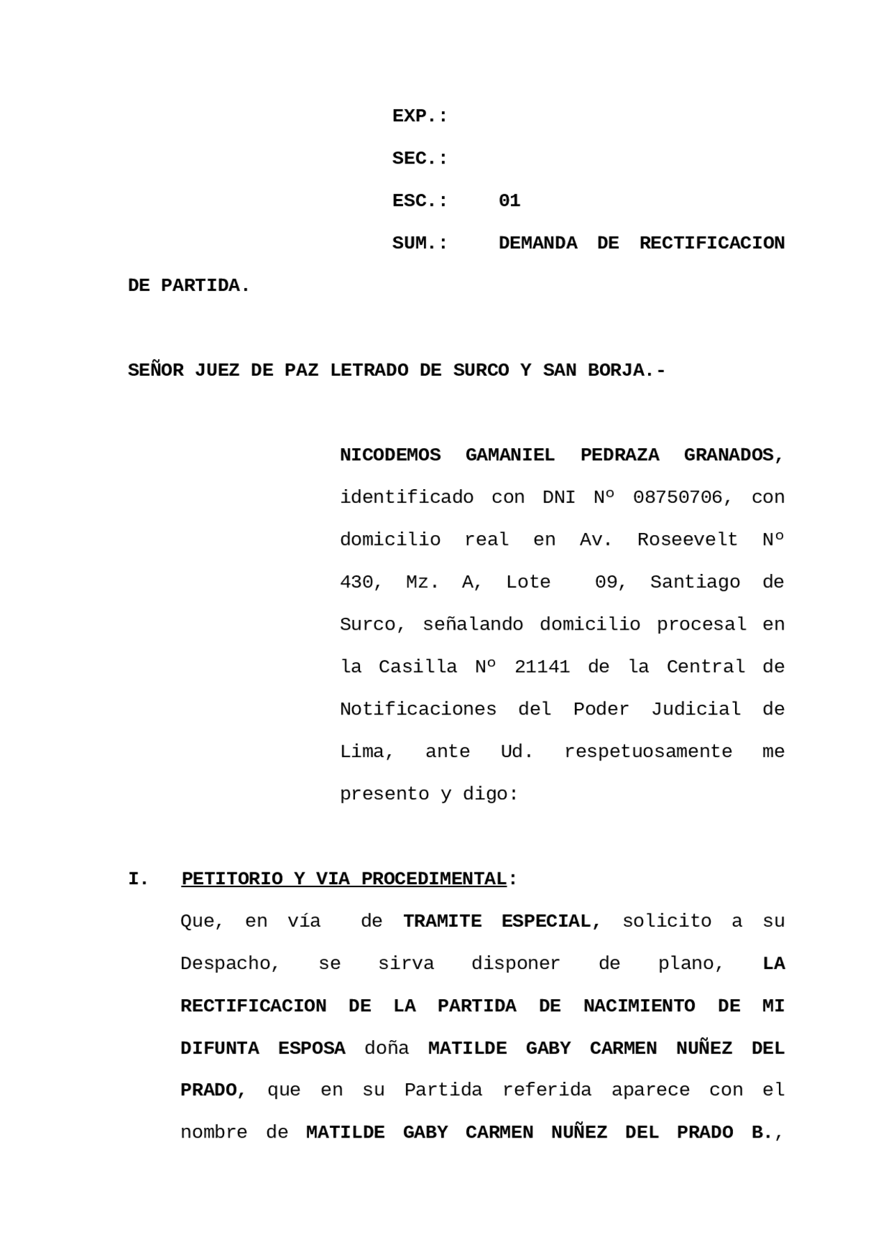 Contienee modelo de demanda para presentar en procesos judiciales o ...