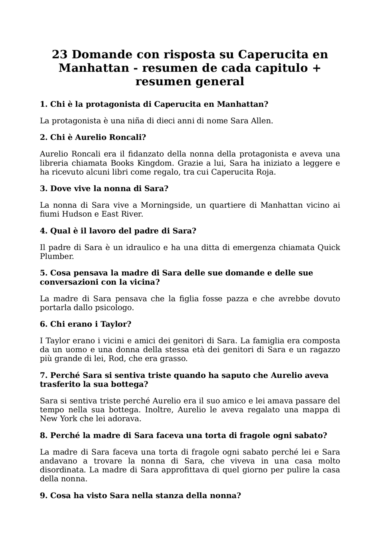 Caperucita en Manhattan - resumen de cada capitulo + resumen general. Quiz di 23 domande e ...