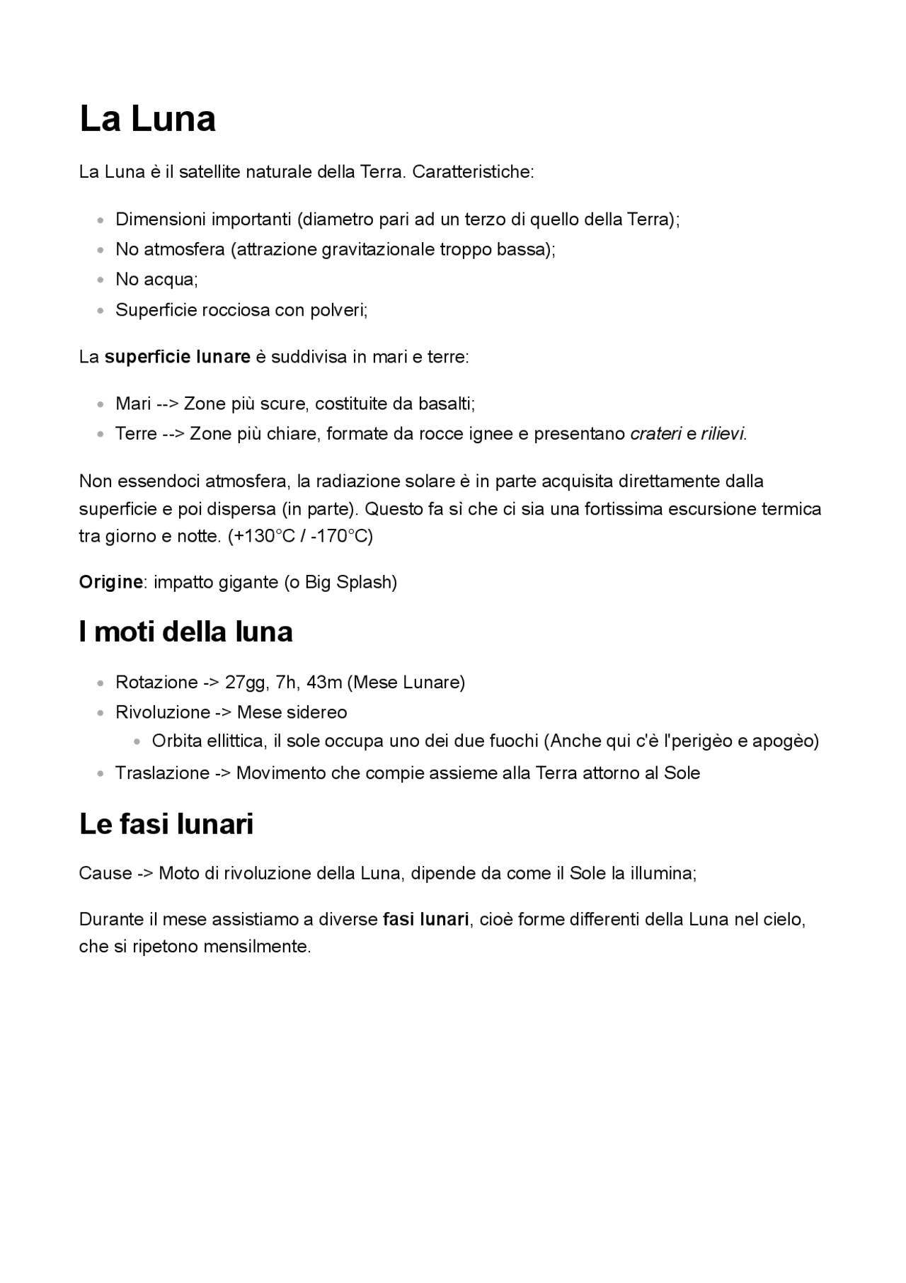 La Luna (fasi, eclissi, maree) | Sintesi del corso di Scienze della ...
