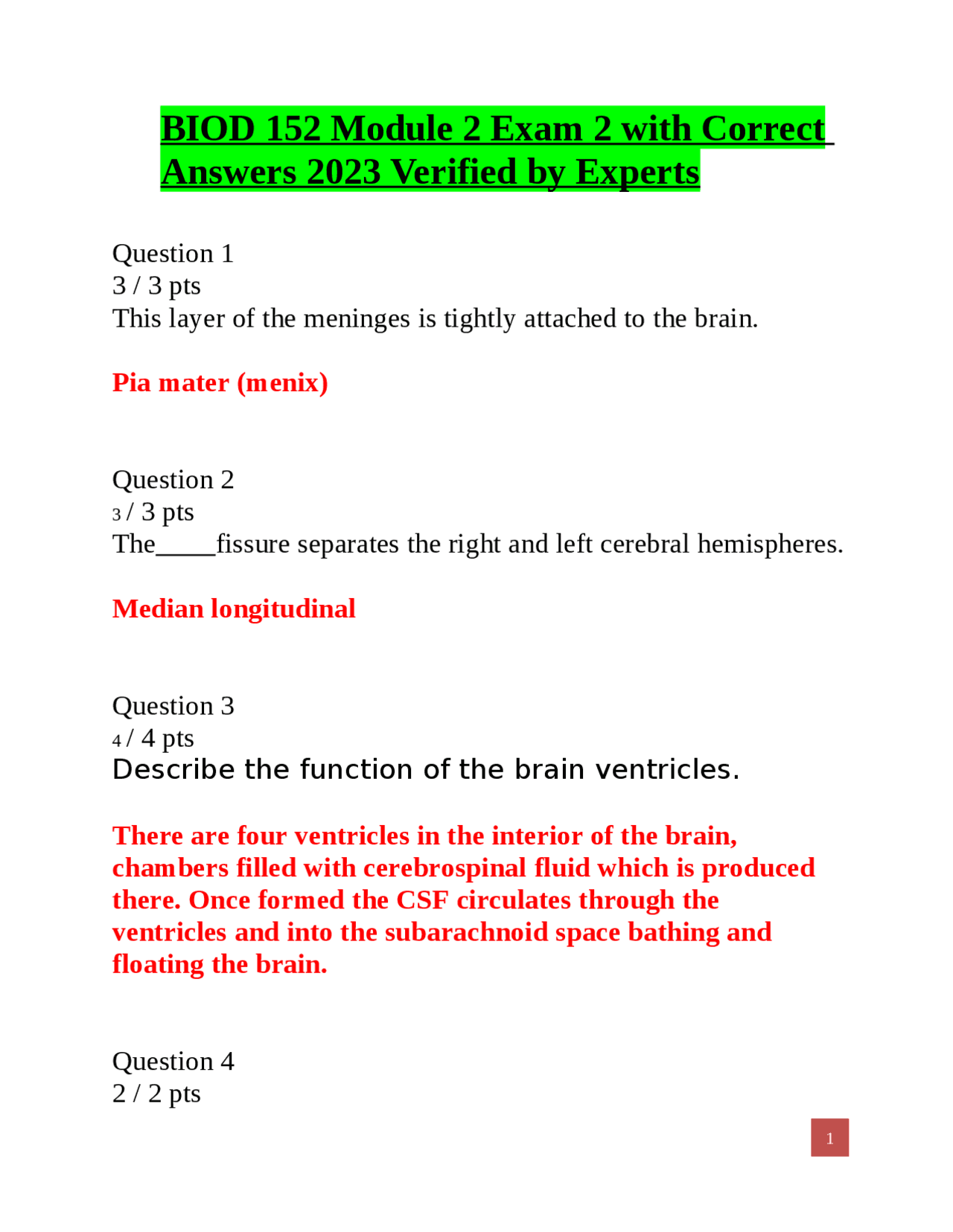 BIOD 152 Module 2 Exam 2 with Correct Answers 2023 Verified by Experts ...