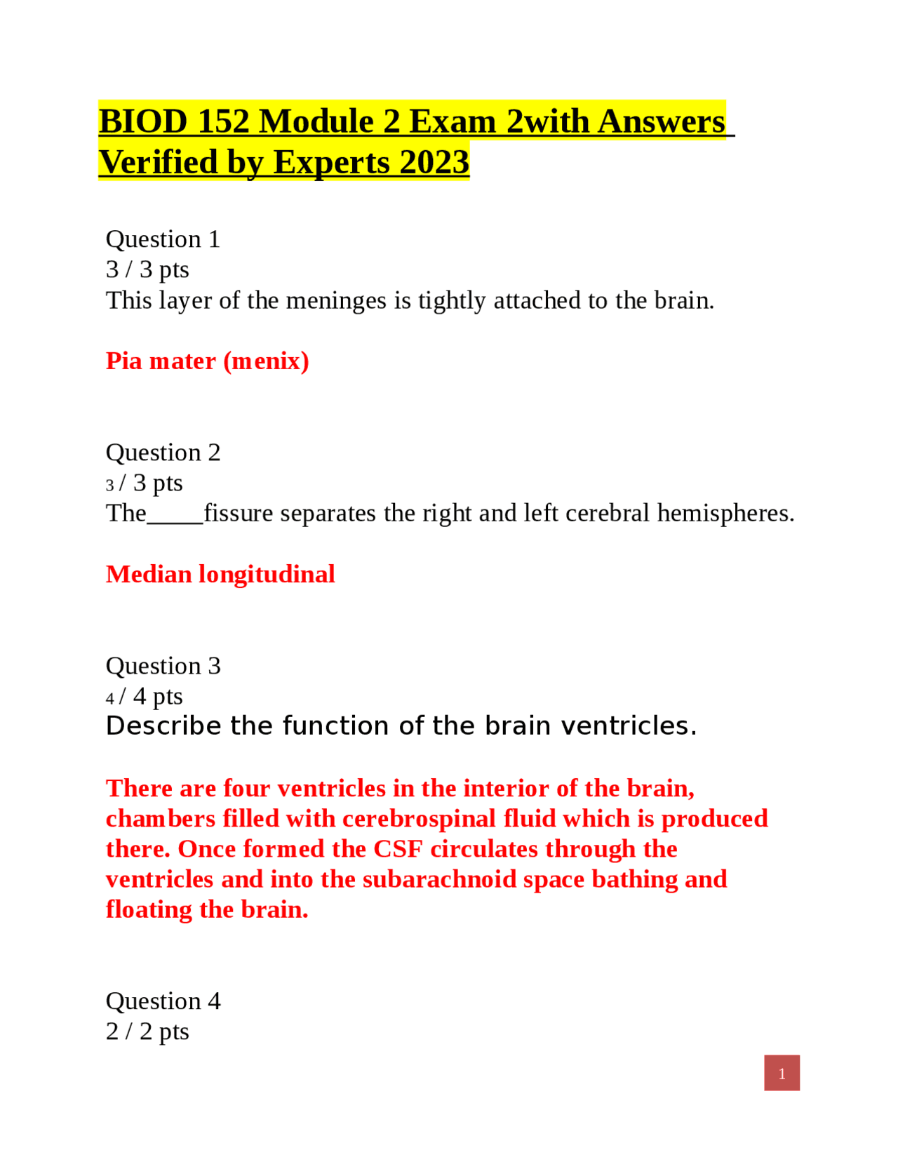 BIOD 152 Module 2 Exam 2 with Correct Answers 2023 Verified by Experts ...