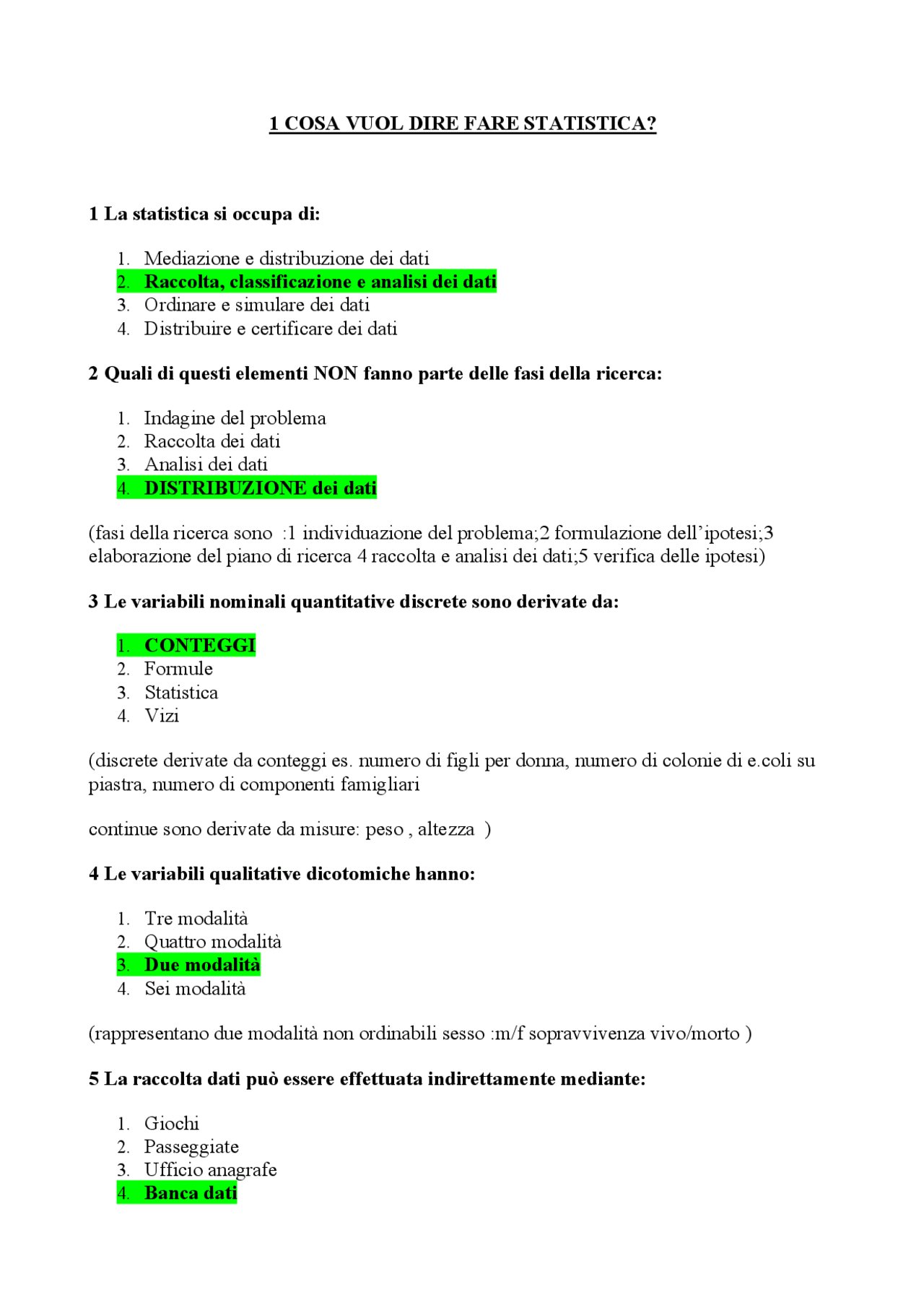 Statistica medica extra | Prove d'esame di Statistica Medica | Docsity