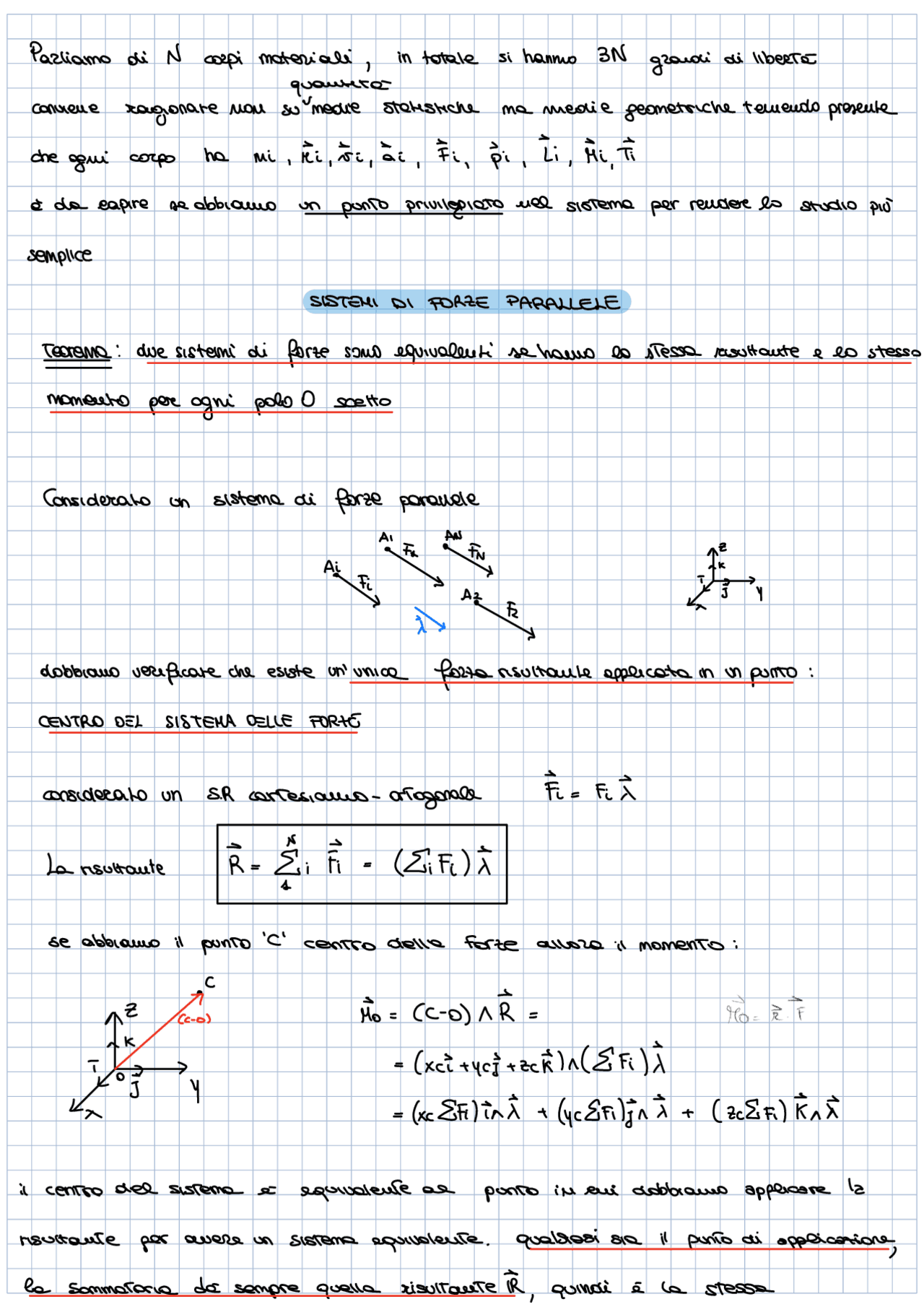 Sistemi di punti materiali (cinematica e dinamica) | Appunti di Fisica | Docsity