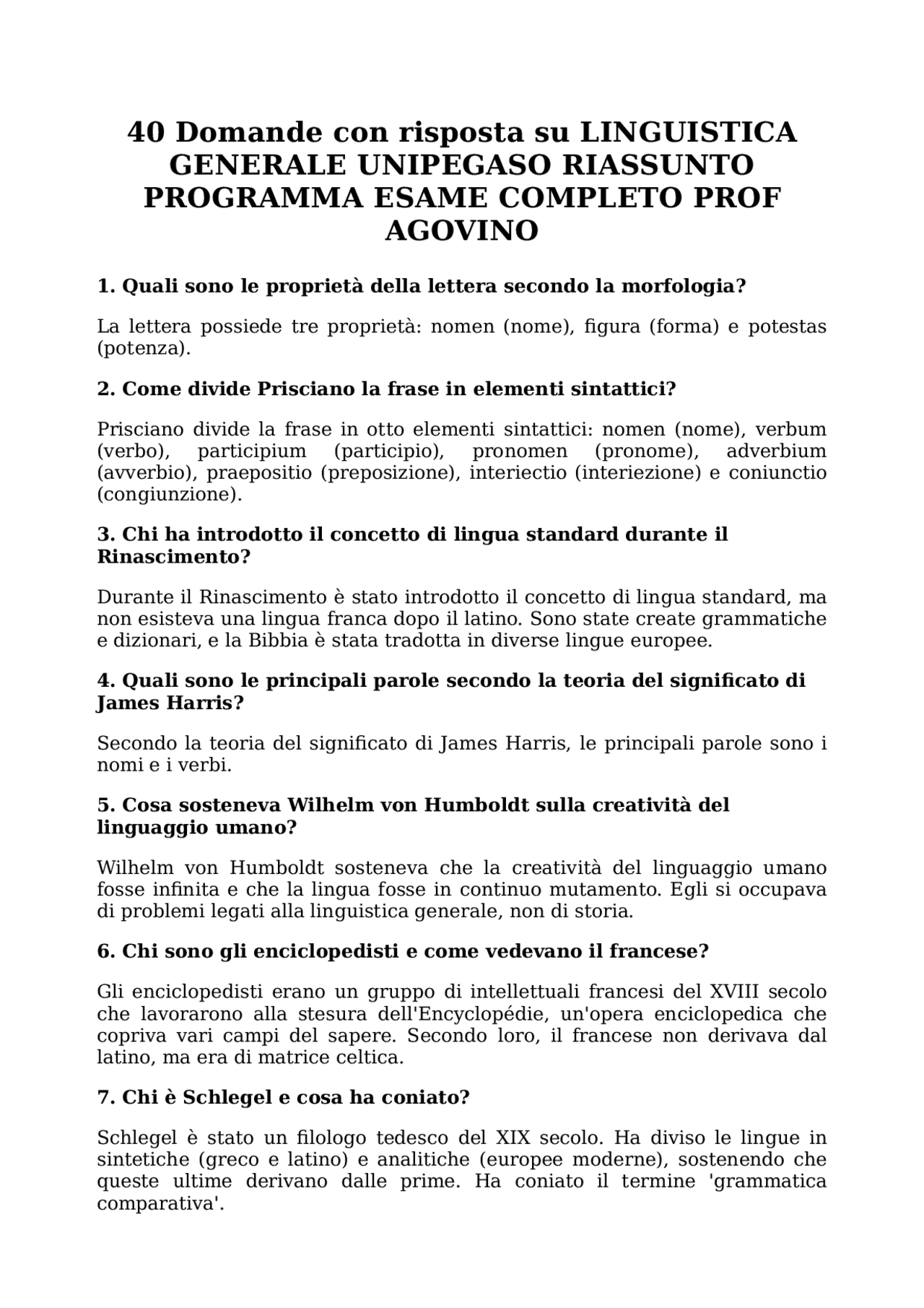 Linguistica Generale Unipegaso Riassunto Programma Esame Completo Prof