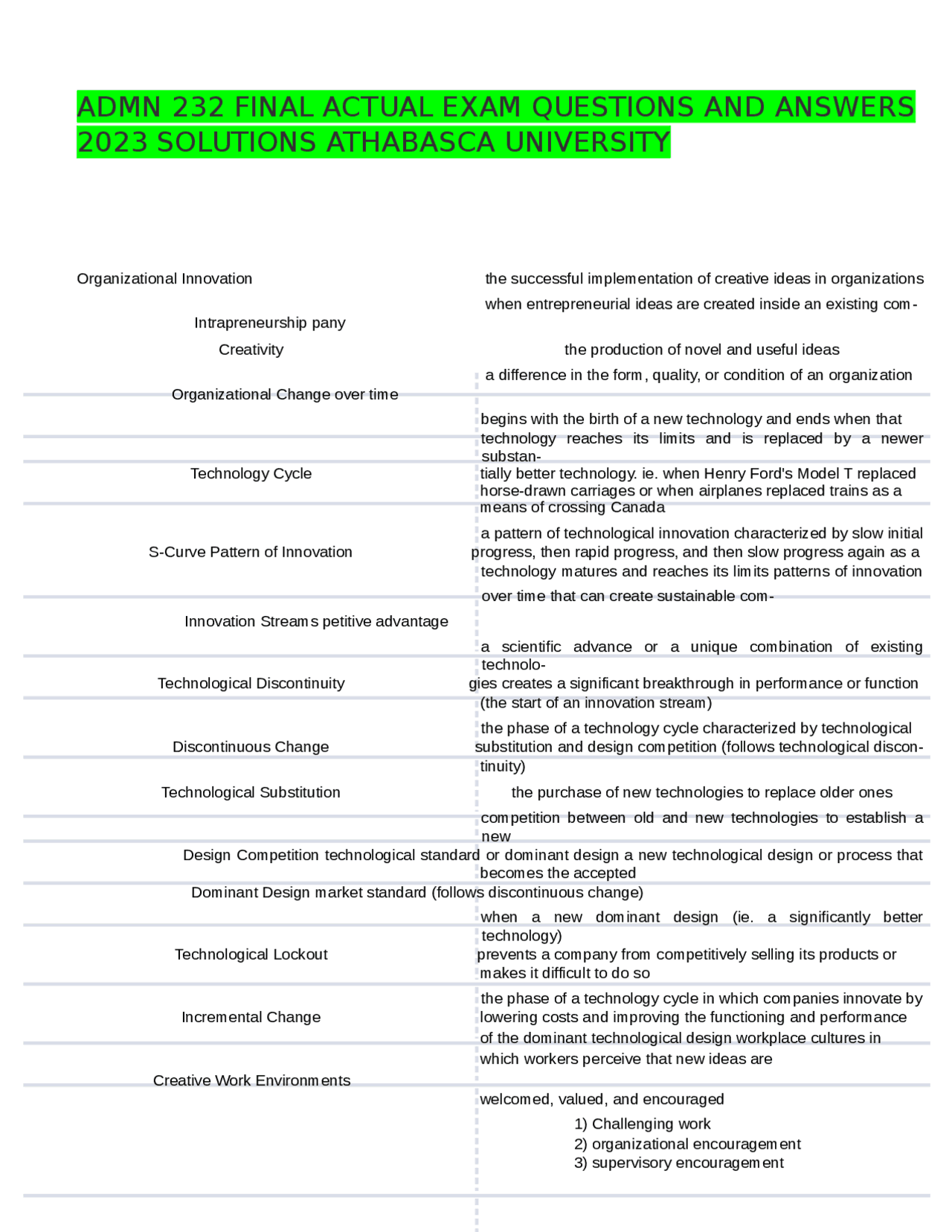 ADMN 232 FINAL ACTUAL EXAM QUESTIONS AND ANSWERS 2023 SOLUTIONS ...