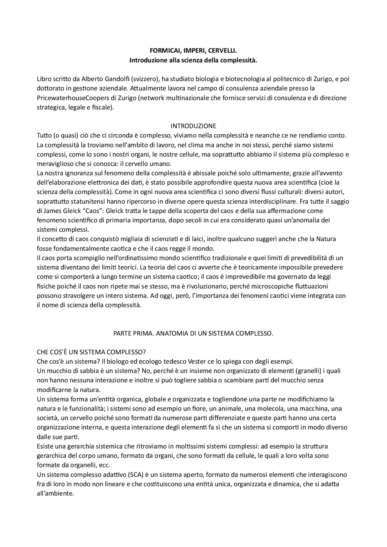 Riassunto libro management della complessità (utile x passare l'esame ...