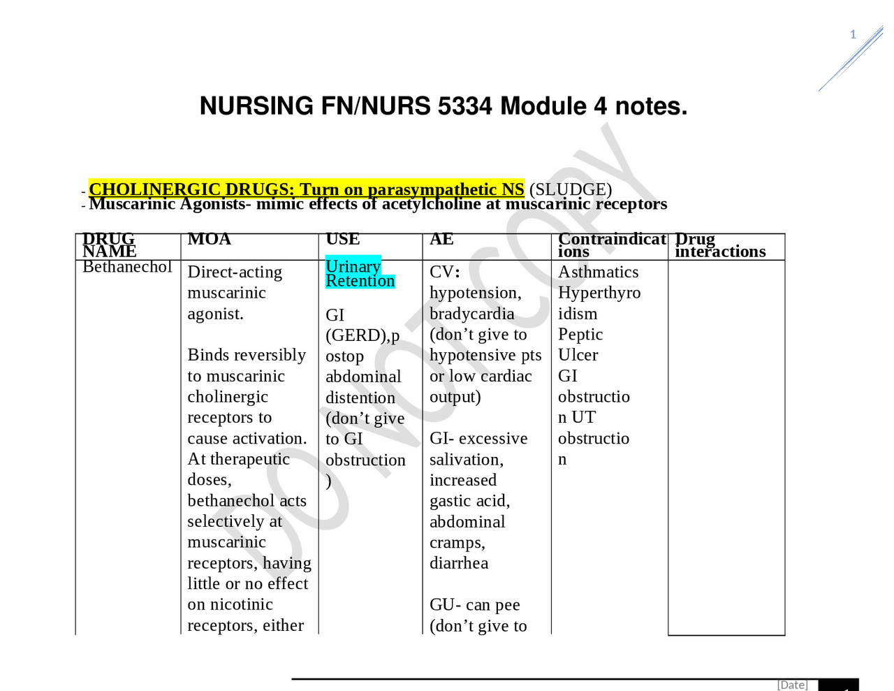 NURSING FN/NURS 5334 Module 4 notes. | Exams Nursing | Docsity