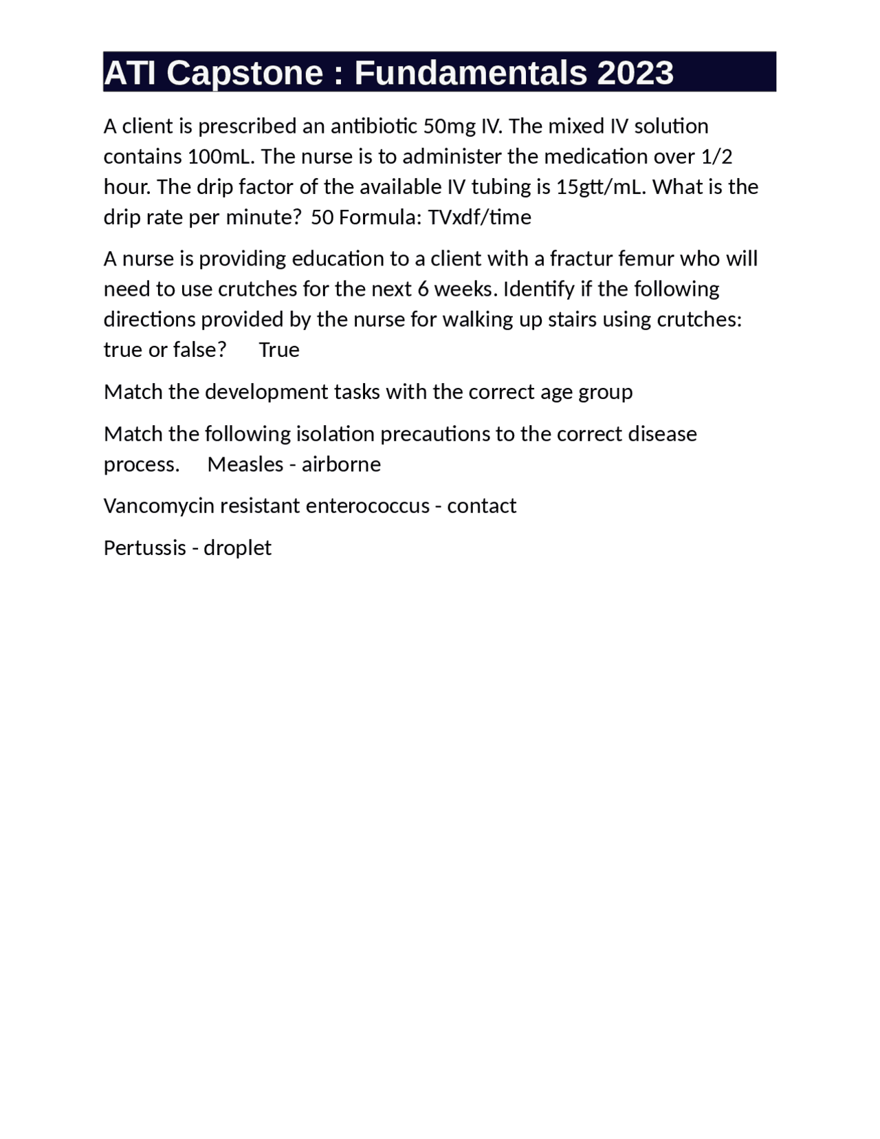 ATI Capstone : Fundamentals 2023 | Exams Nursing | Docsity