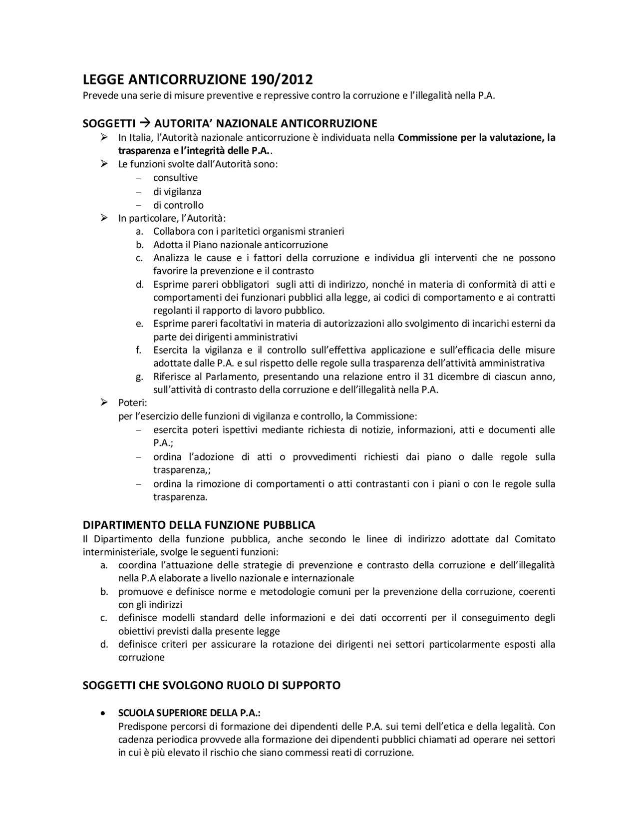 Legge Anticorruzione n. 190/2012 | Schemi e mappe concettuali di ...