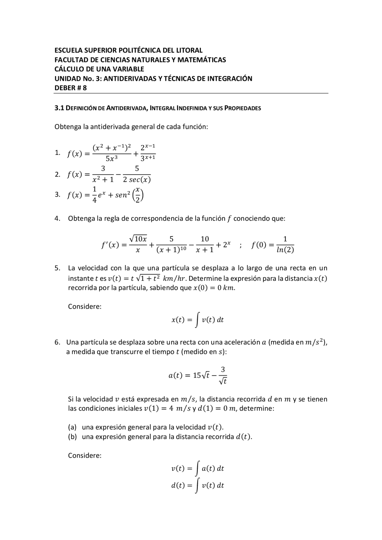 Calculo De Una Variable Ejercicios De Cálculo Docsity