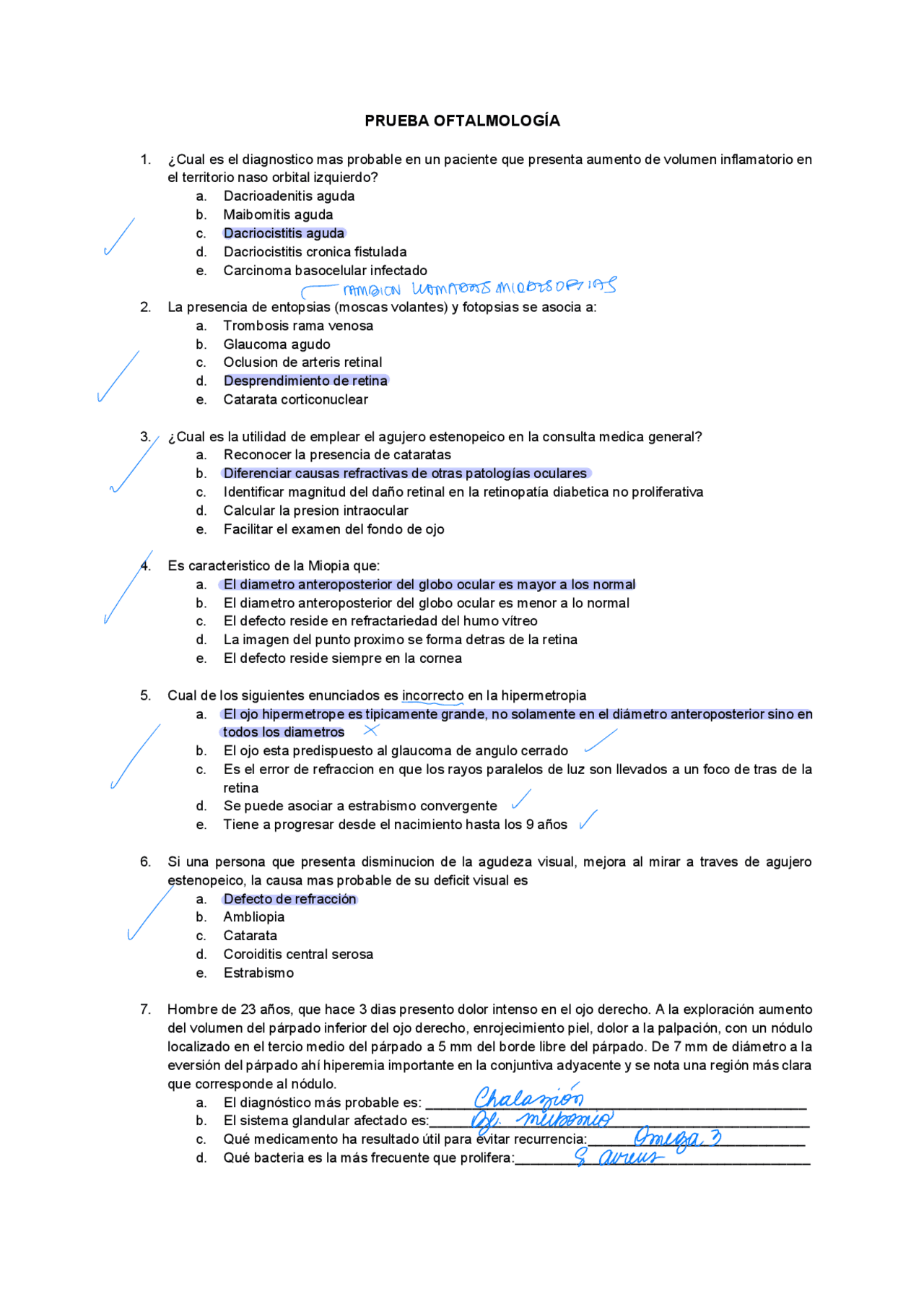Resumen De Examen Ocular Resúmenes De Oftalmología Docsity