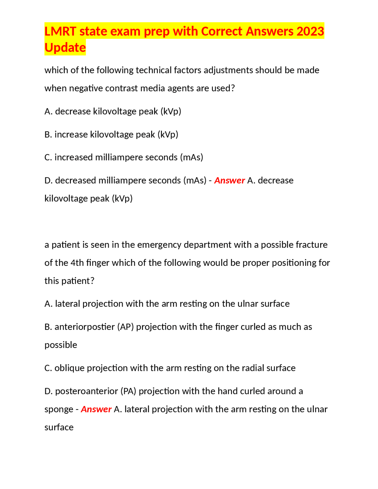 LMRT state exam prep with Correct Answers 2023 Update | Exams Nursing ...