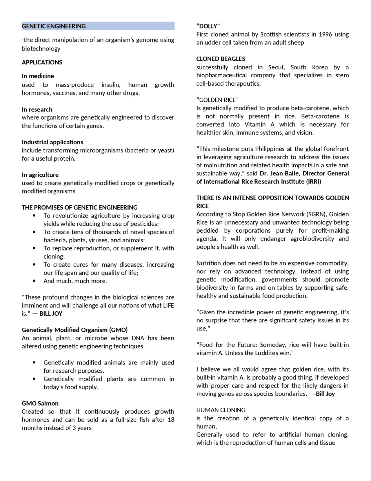 Genetic Engineering Lecture Notes Lecture Notes Social Sciences