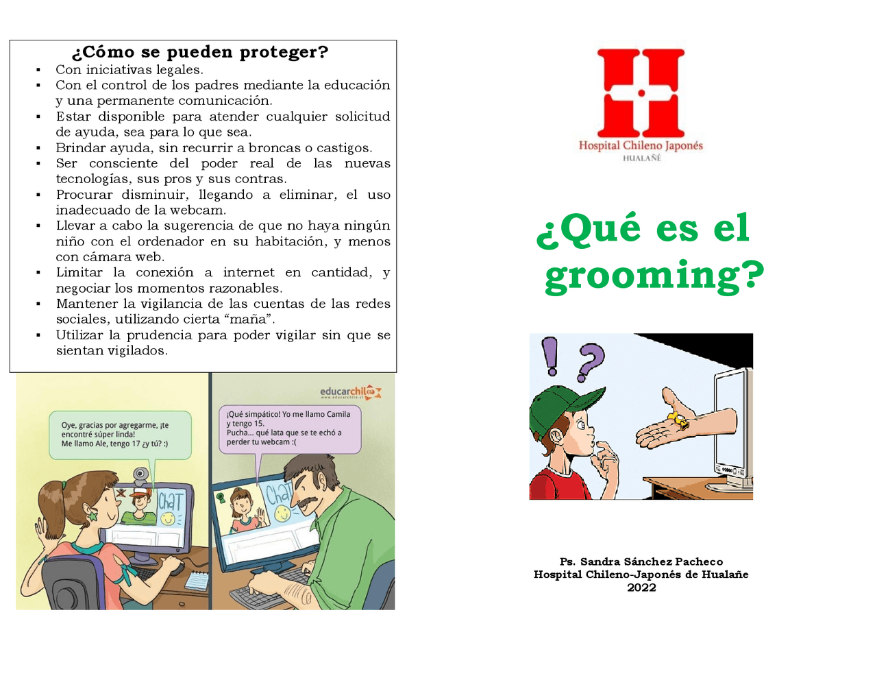 Tríptico de Grooming | Apuntes de Psicología | Docsity