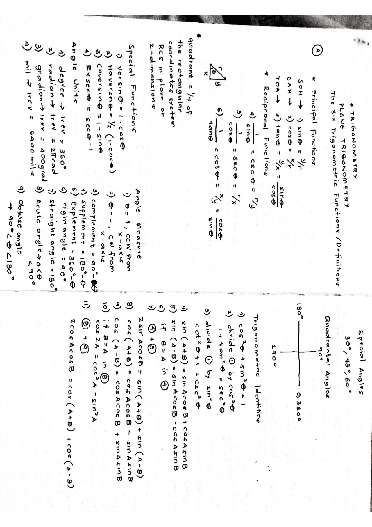 Trigonometry notes with problems and solution plus calculator technique ...