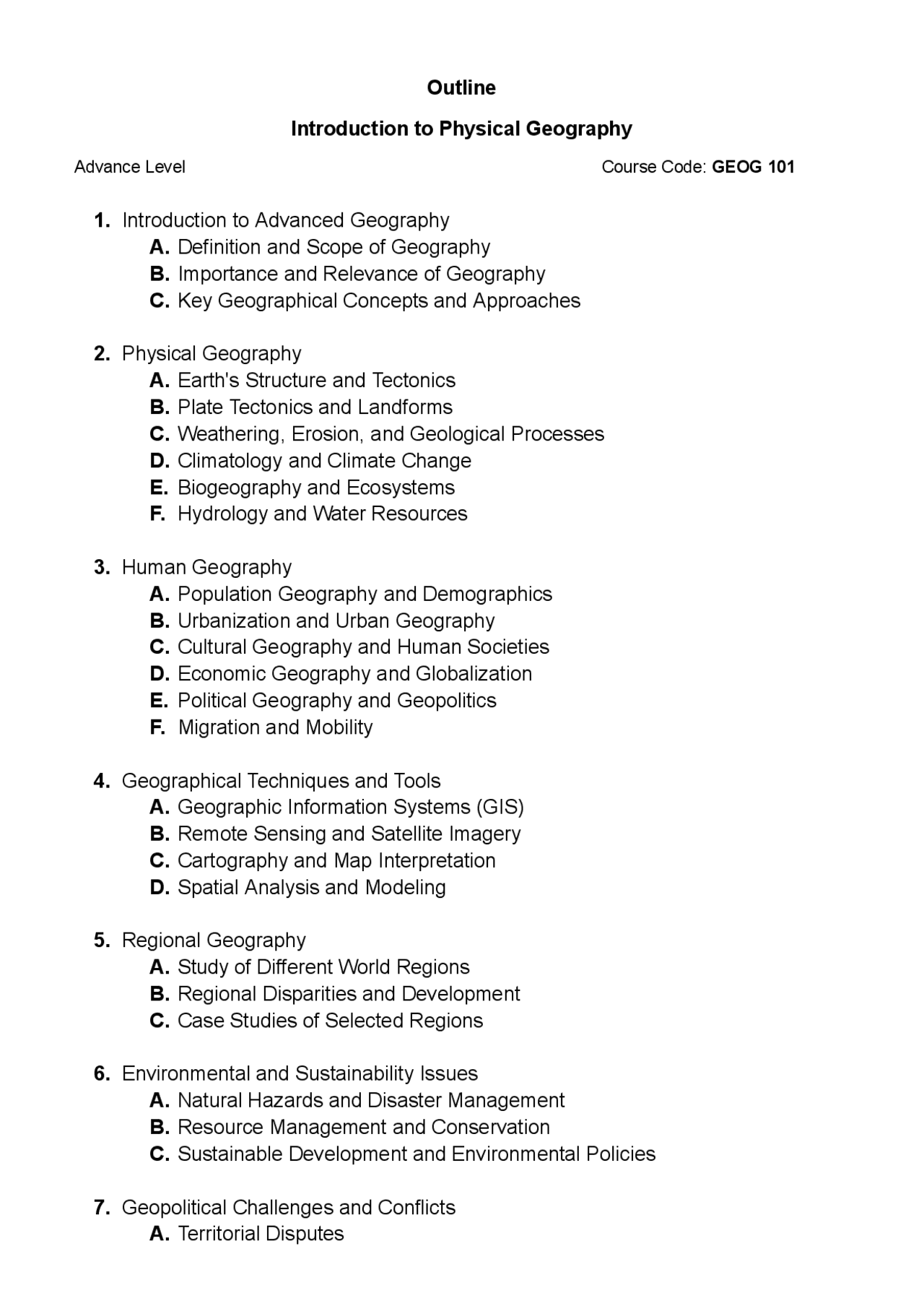 Outline: Introduction to Physical Geography | Prof. Zaigham Kamal ...