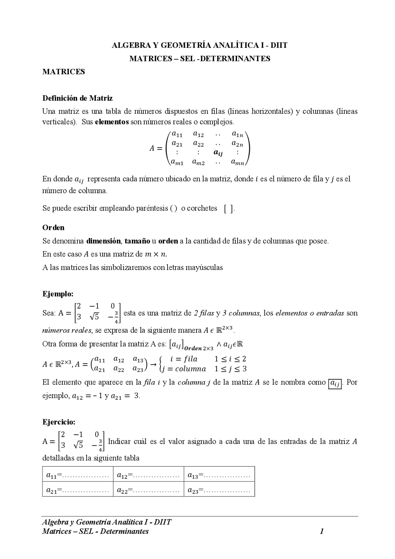 Matrices Apuntes De Clase Apuntes De Álgebra Docsity
