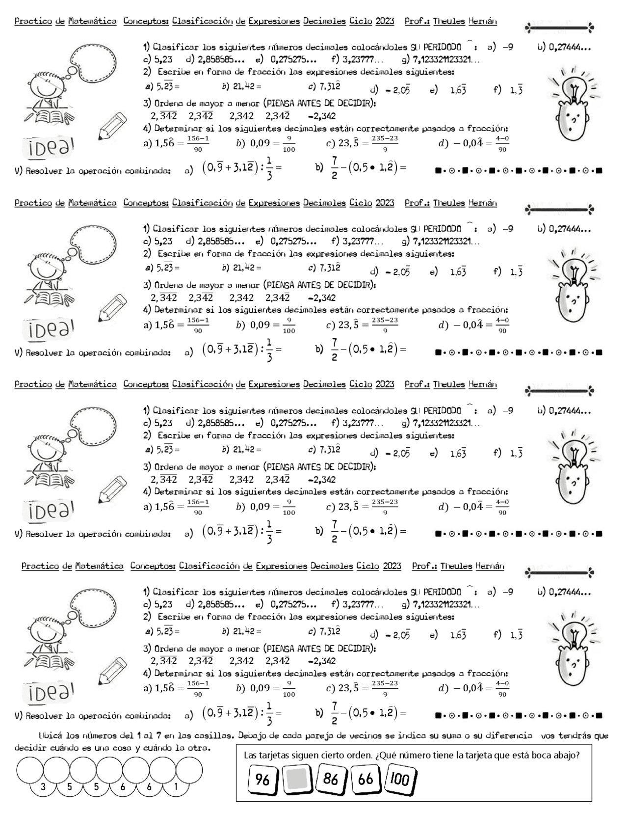 Números Periódicos. Practico. | Ejercicios de Matemáticas | Docsity