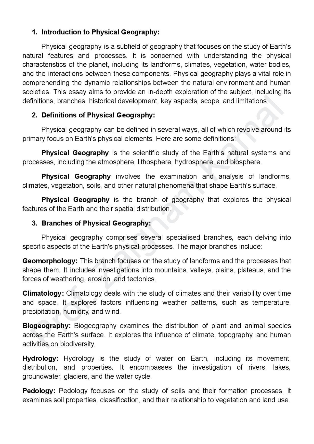 Introduction to Physical Geography | Prof. Zaigham Kamal | Study notes ...