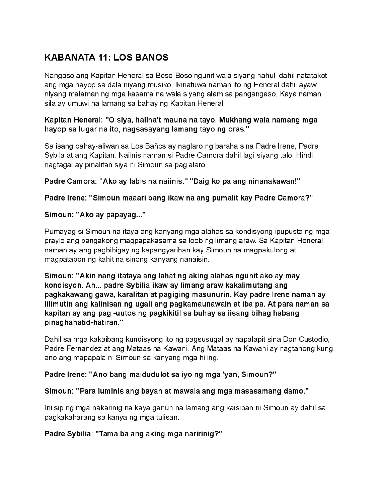 EL FILIBUSTERISMO KABANATA 11-15 | Study notes Performing arts | Docsity