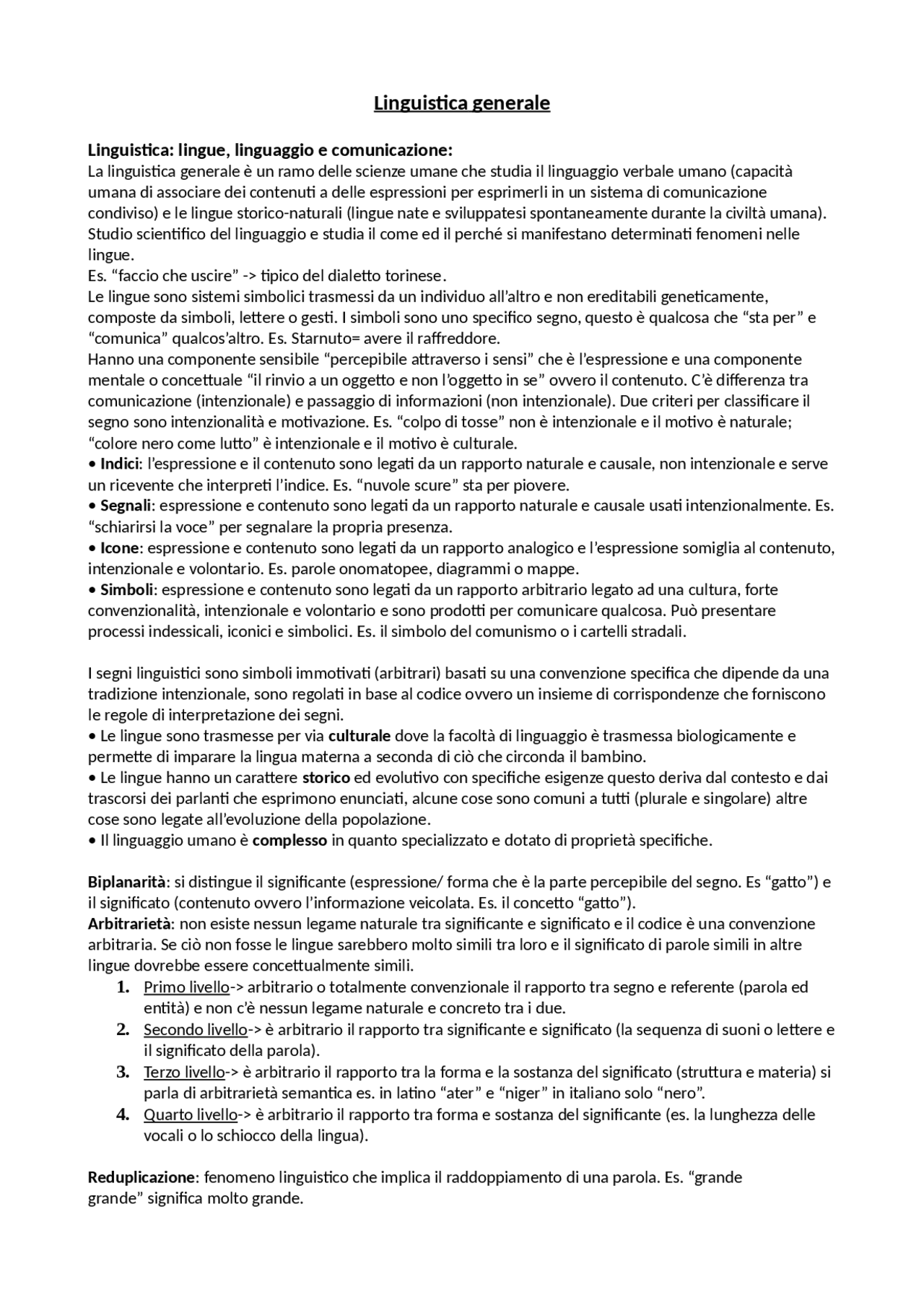 Linguistica Generale Modulo A Appunti Di Linguistica Generale Docsity