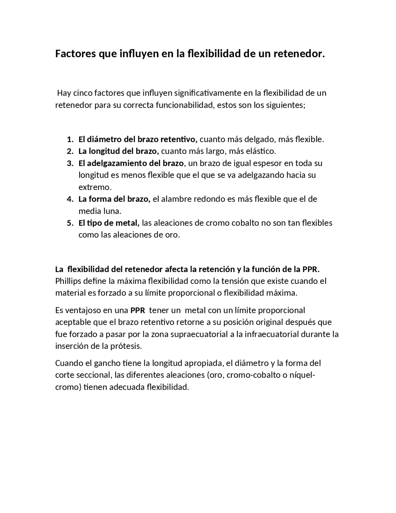 Retenedores En Prótesis Resúmenes De Odontología Docsity