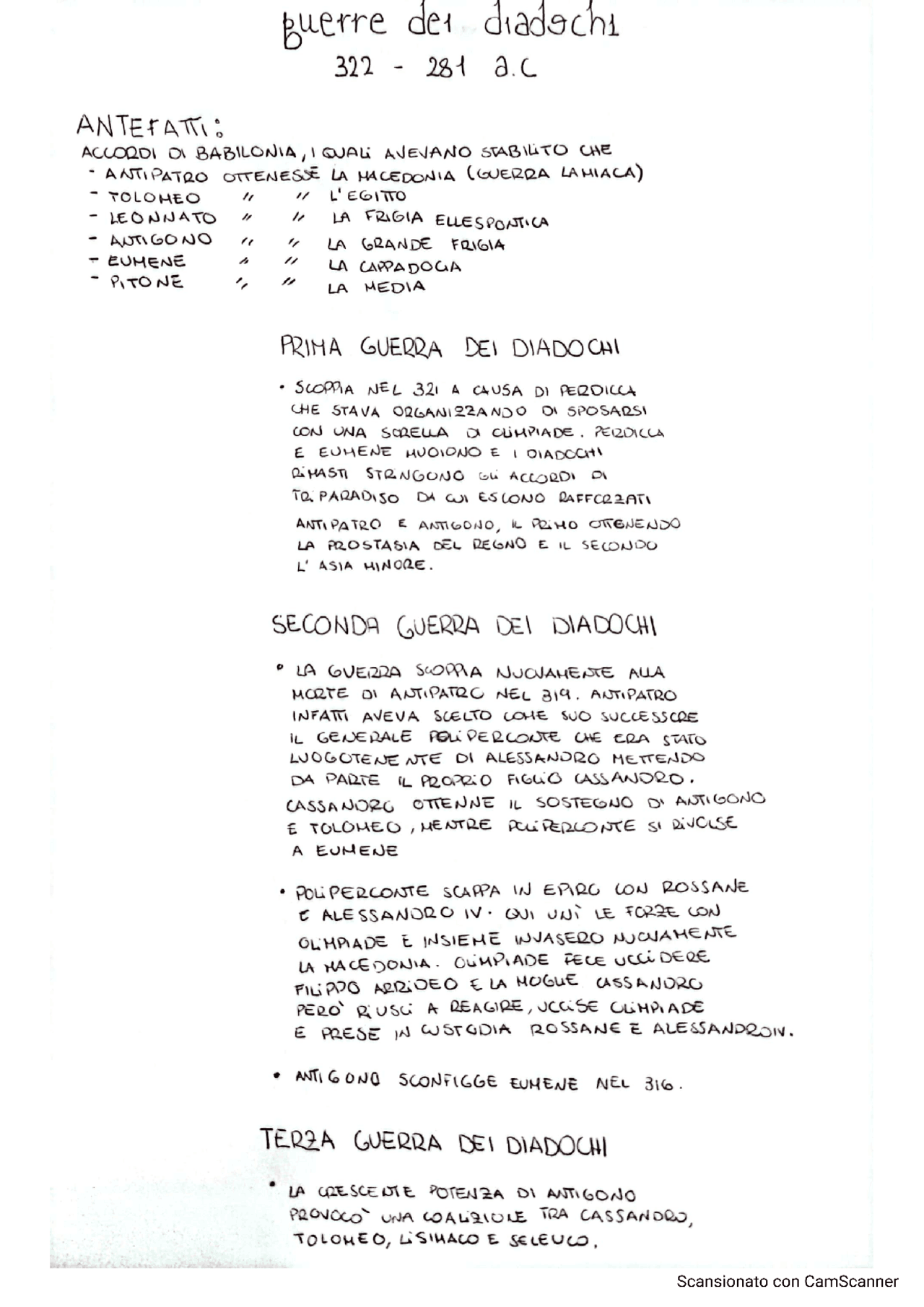 Schema sulle guerre dei diadochi | Schemi e mappe concettuali di Storia ...