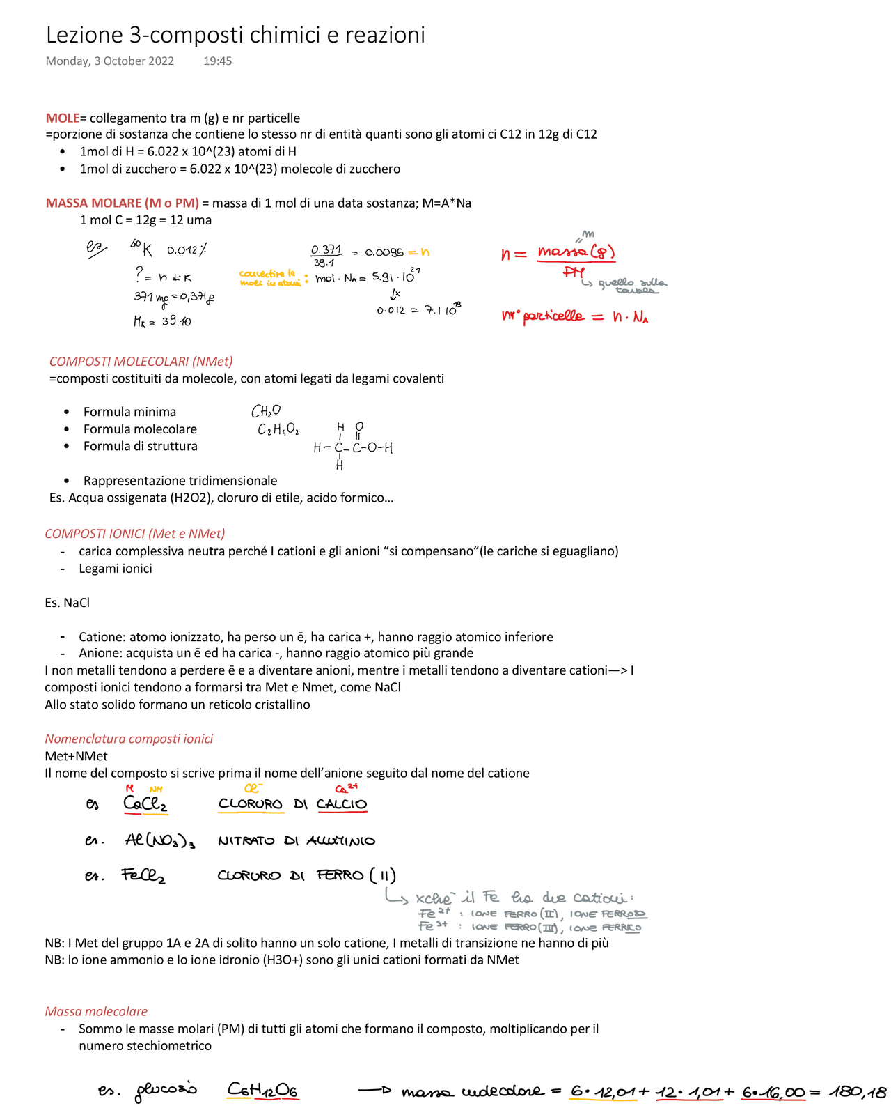 Introduzione ai Composti chimici e le reazioni | Appunti di Chimica ...