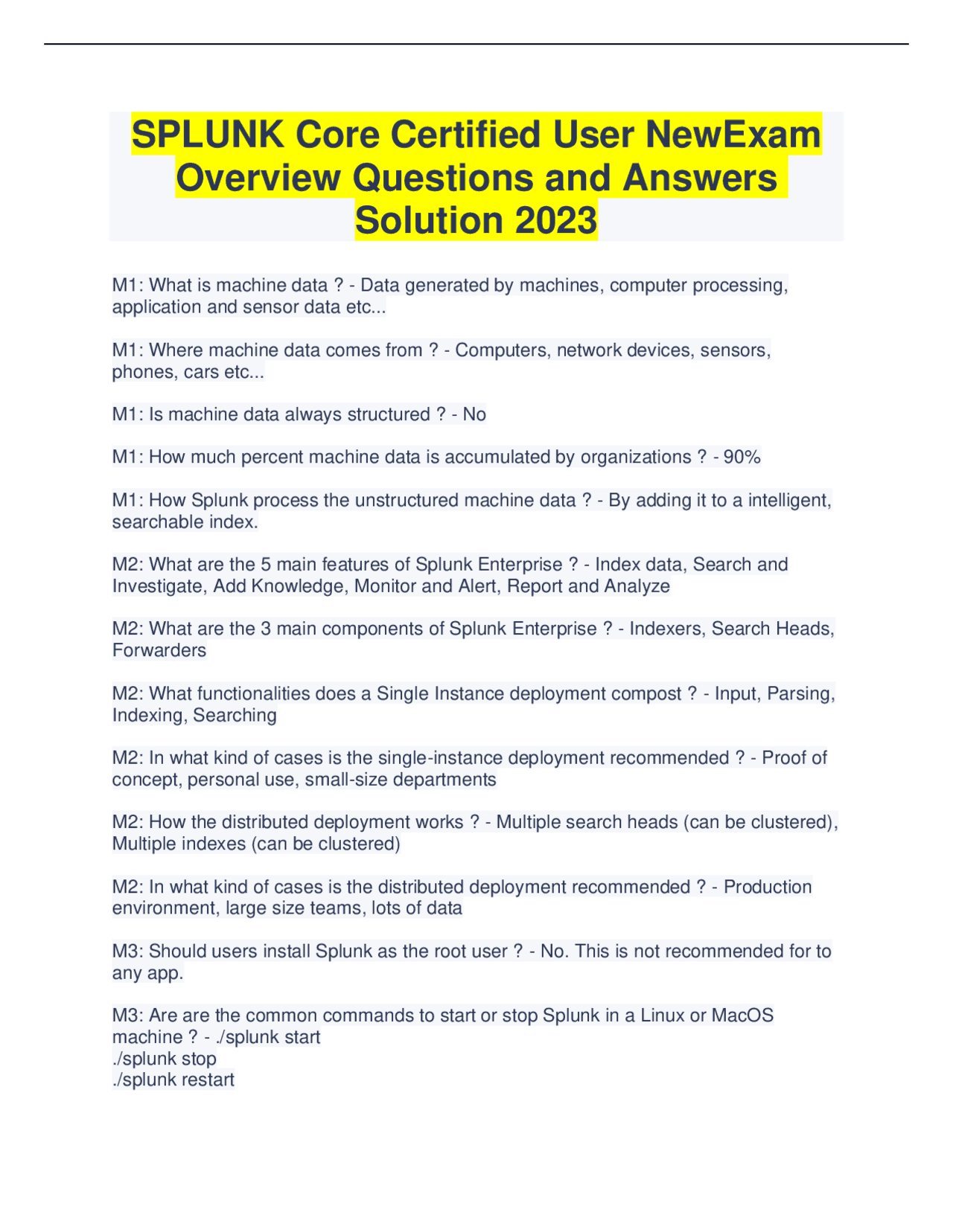 Splunk Core Certified User New Exam Overview Questions And Answers Solution 2023 Exams 9827