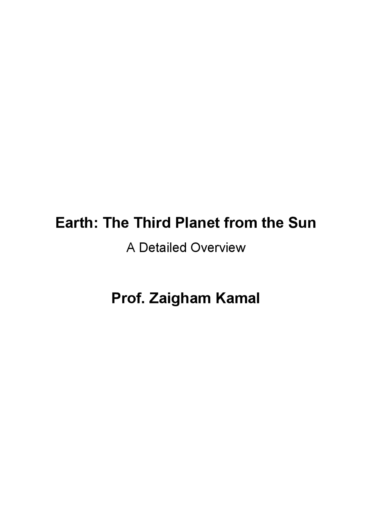 Earth: The Third Planet from the Sun - A Detailed Overview | Essays ...
