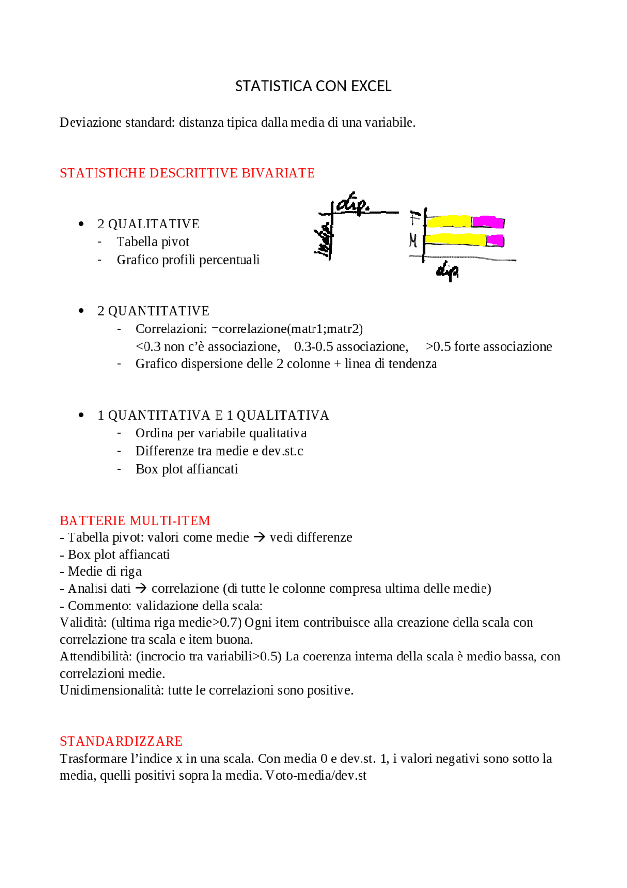 Procedimenti E Formule Excel Per Esame Di Metodi Statistici Per La