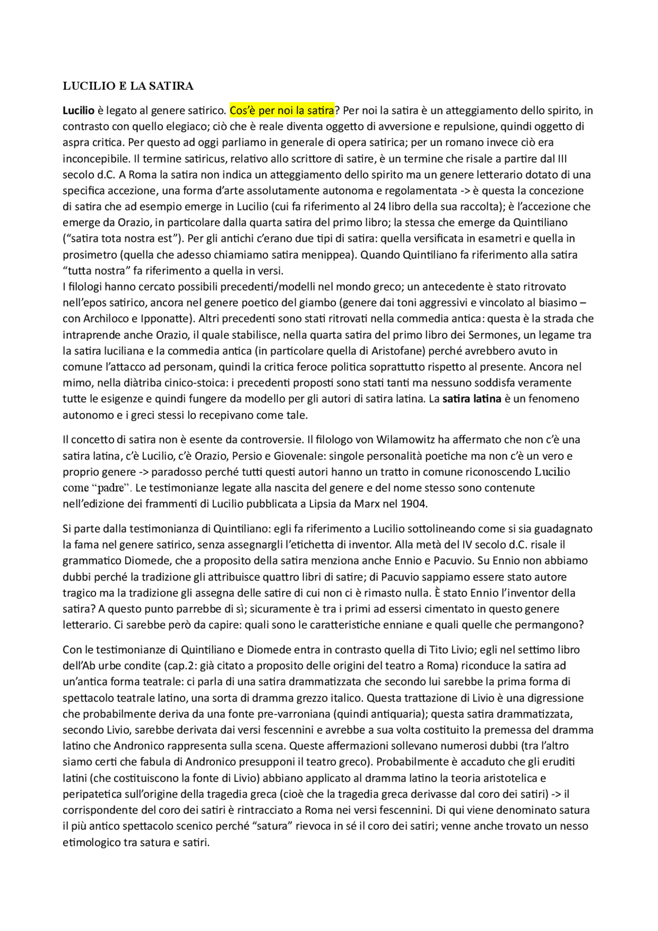 Lucilio e la satira, lett. latina | Dispense di Letteratura latina ...