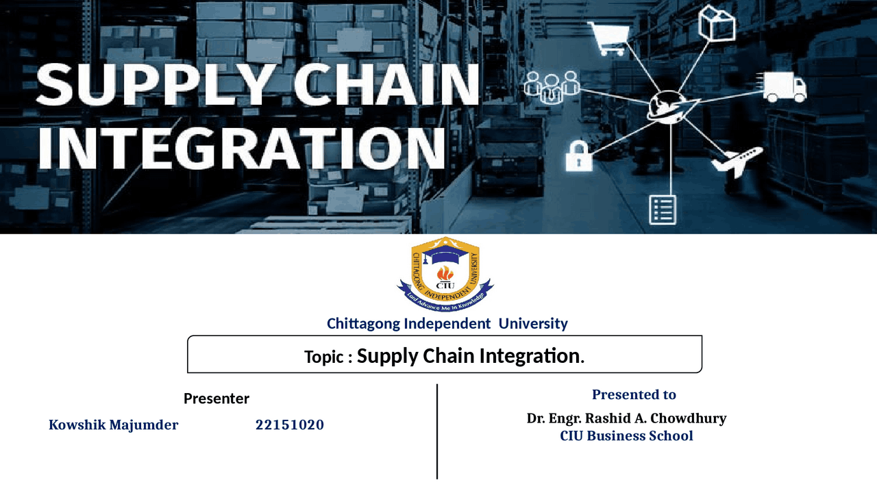 Supply Chain Integration Process Slides Manufacturing Processes Docsity