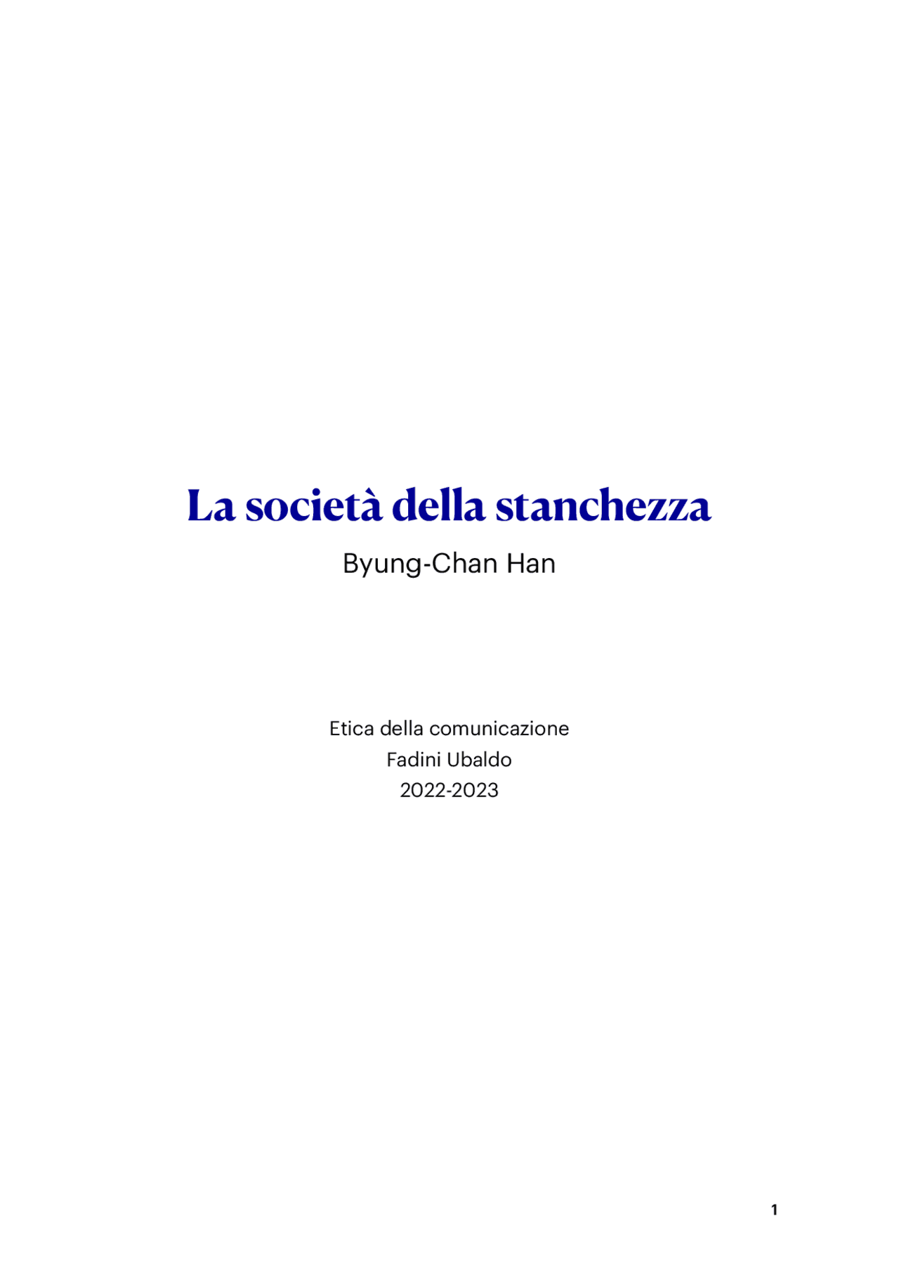 La Società Della Stanchezza Byung Chul Han Appunti Di Etica Docsity