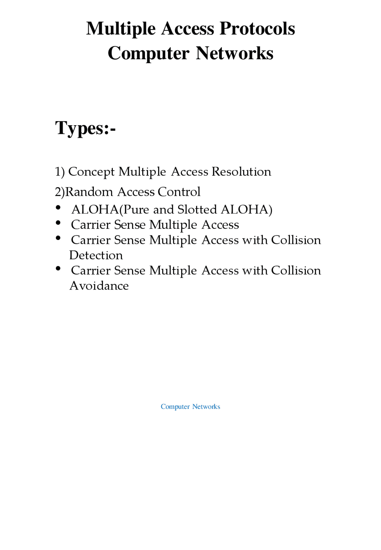 Multiple Access Protocols | Study notes Data Communication Systems and ...