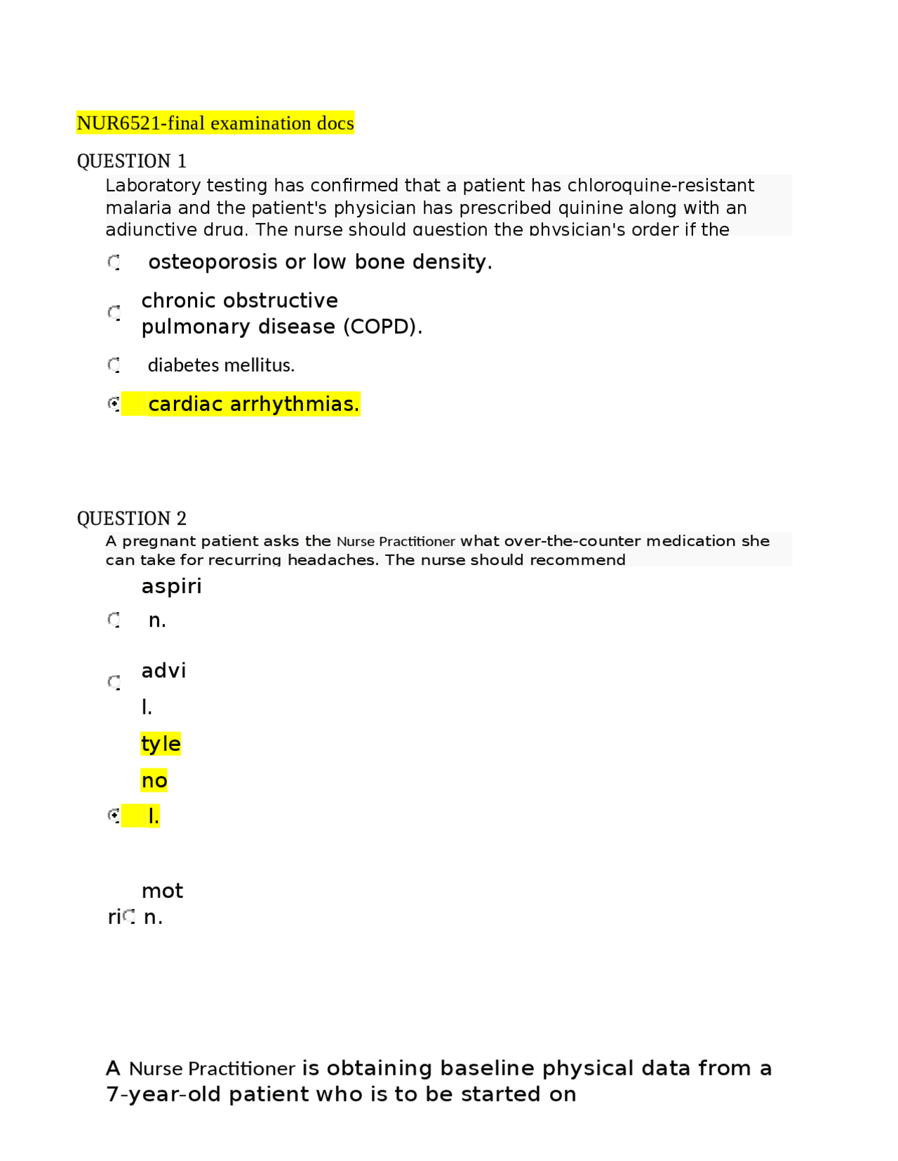 Nur6521 Final Examination Docs Exams Nursing Docsity