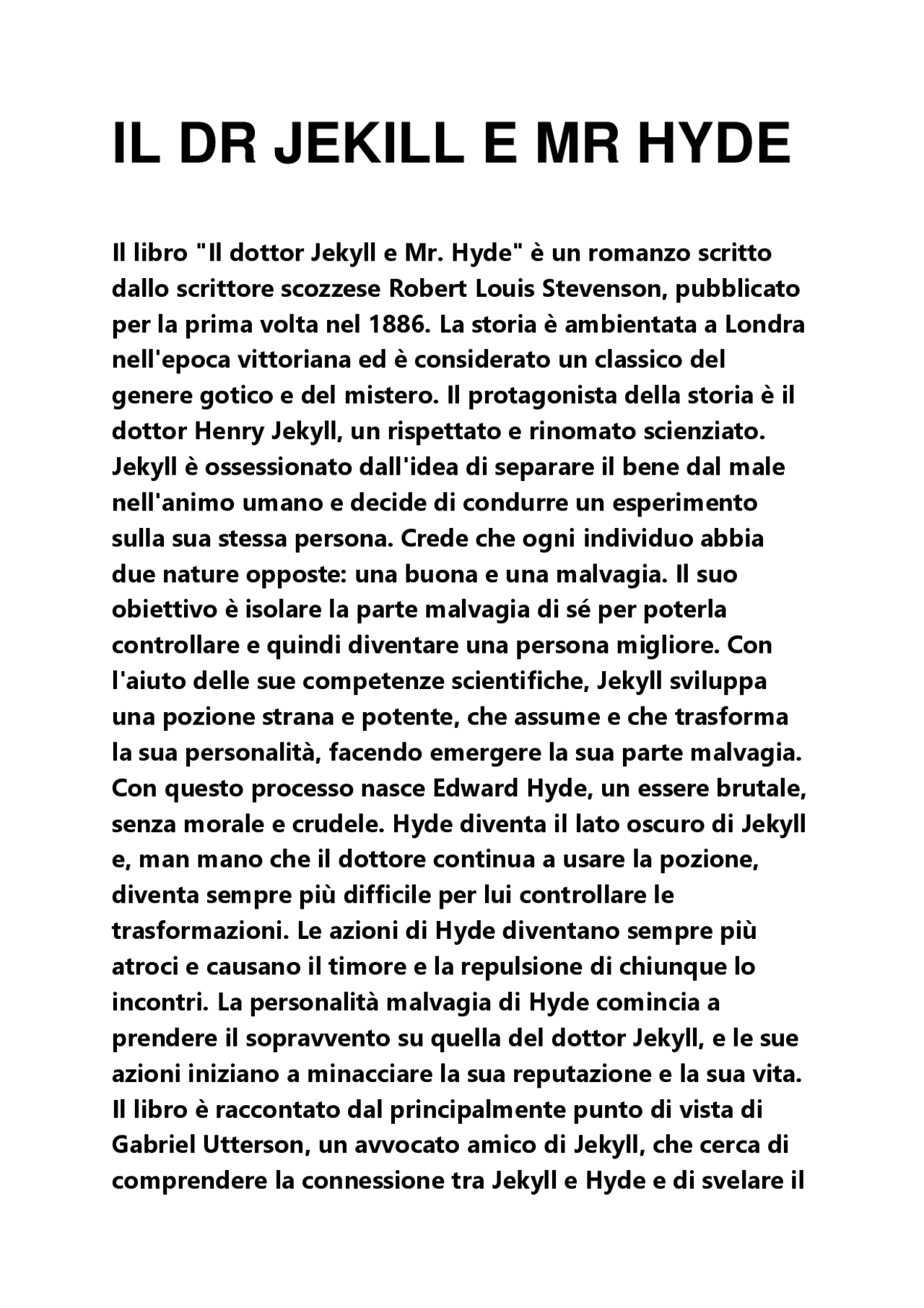 Il Dottor Jekyll E Mr Hyde è Un Romanzo Scritto Da Robert Stevenson