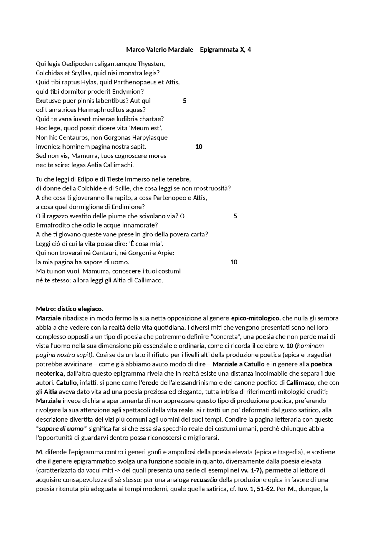 MARZIALE E L’EPIGRAMMA | Dispense di Letteratura latina | Docsity