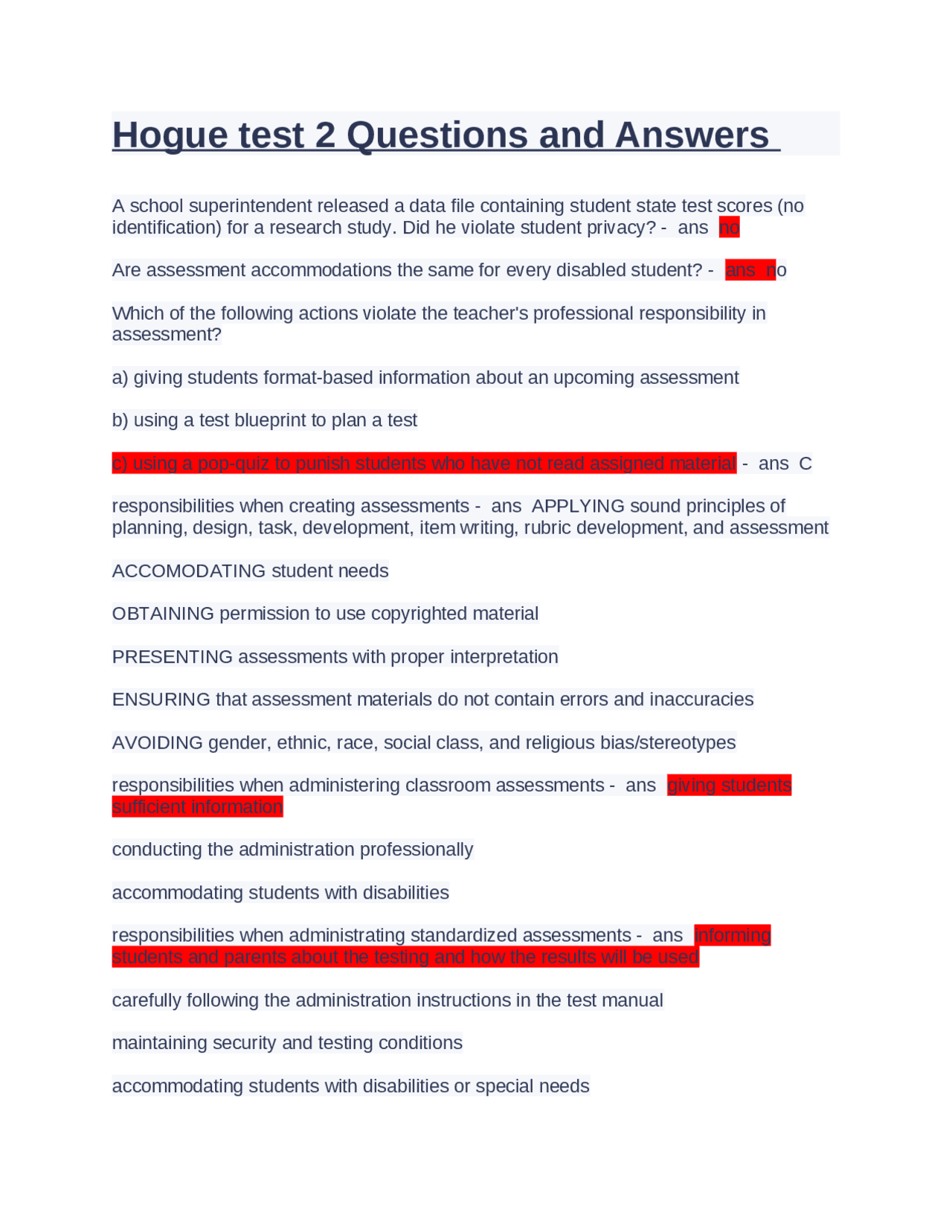 Hogue Test 2 Questions And Answers Exams Public Policy Docsity