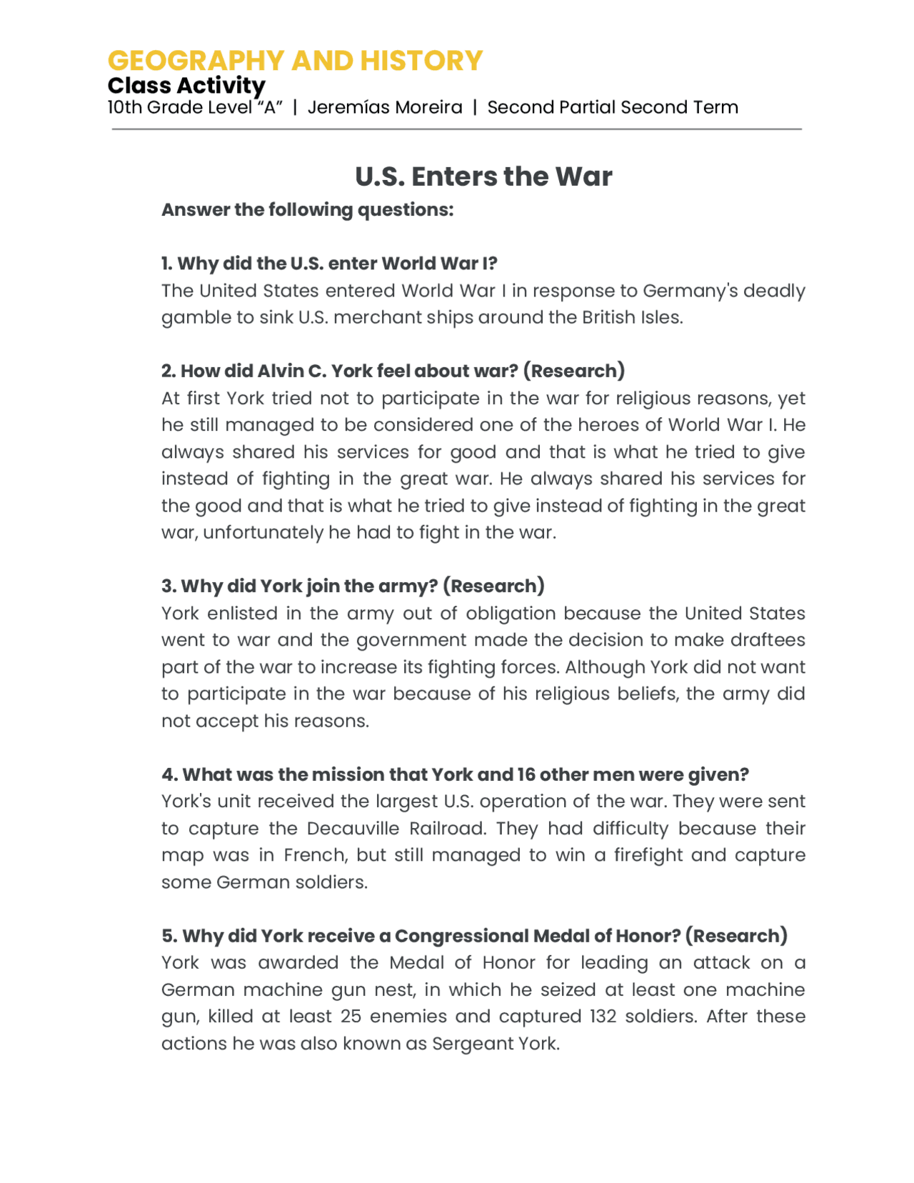 The U.S. Enters The War | Apuntes de Historia | Docsity