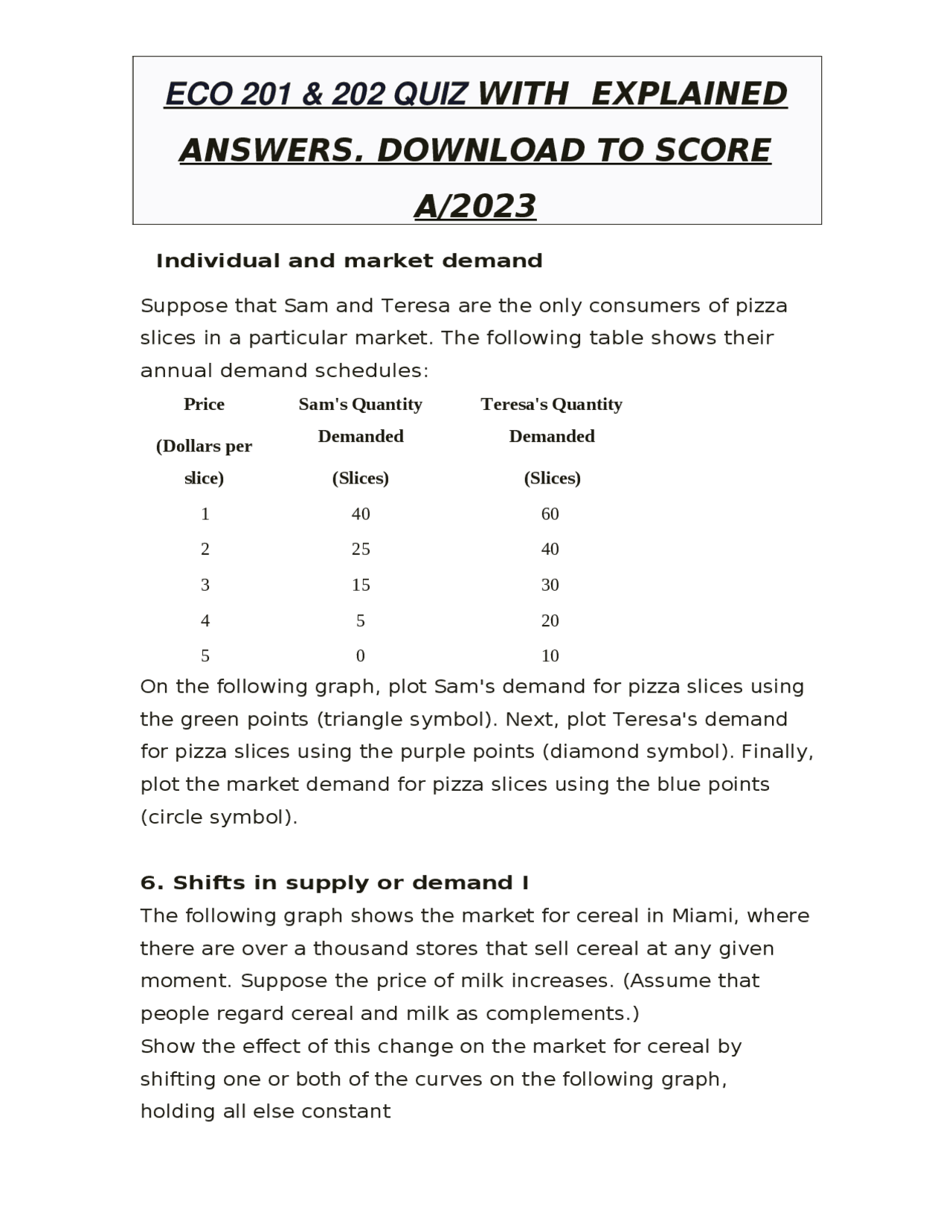 ECO 201 & 202 QUIZ WITH EXPLAINED ANSWERS. DOWNLOAD TO SCORE A/2023 ...