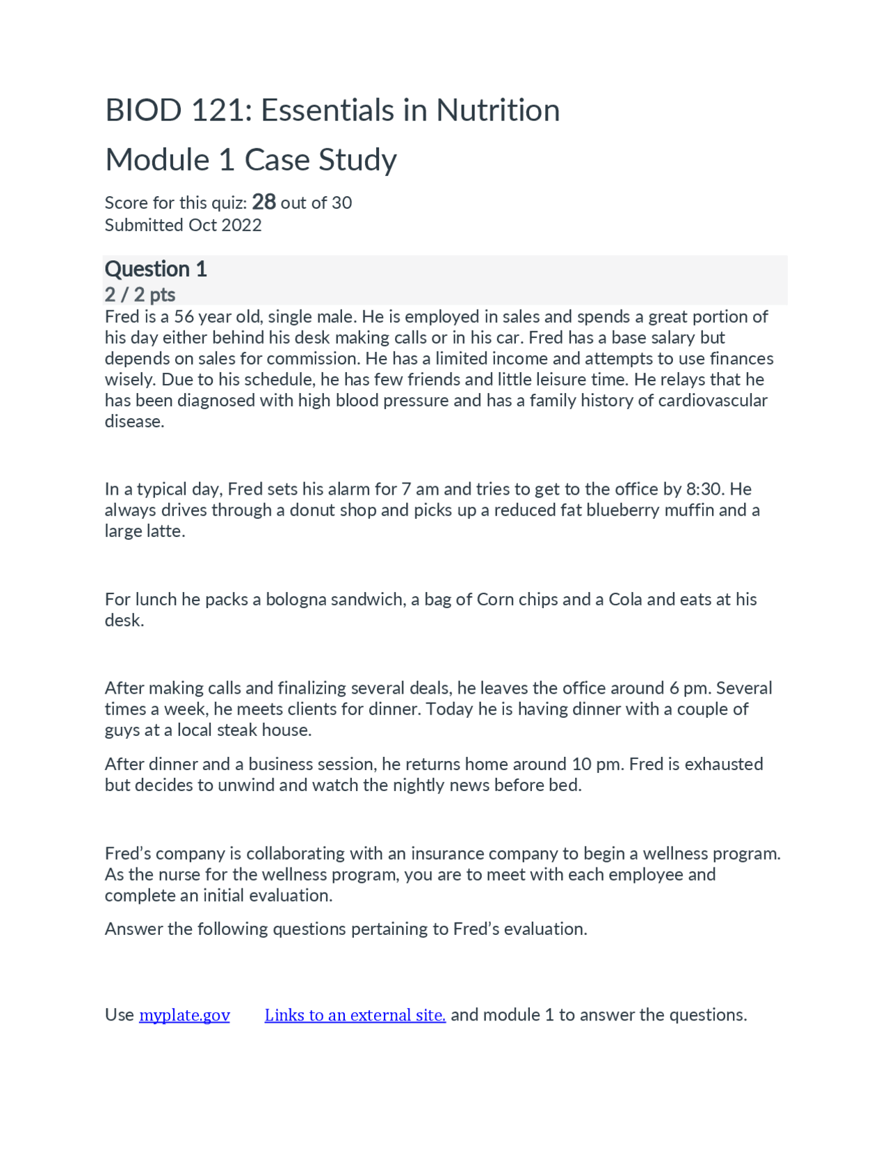 BIOD 121: Essentials in Nutrition Module 1 Case Study | Exams Health ...