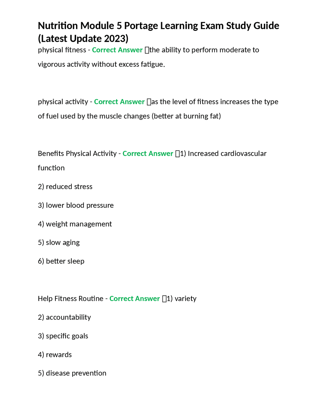 Nutrition Module 5 Portage Learning Exam Study Guide (Latest Update ...