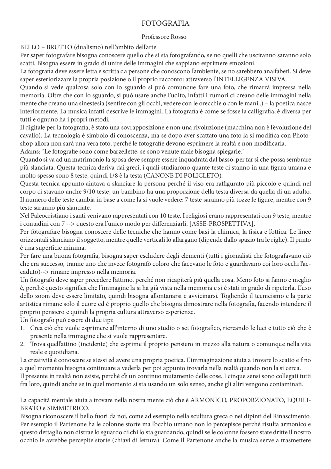 Fotografia e i suoi principi | Dispense di fotografia | Docsity