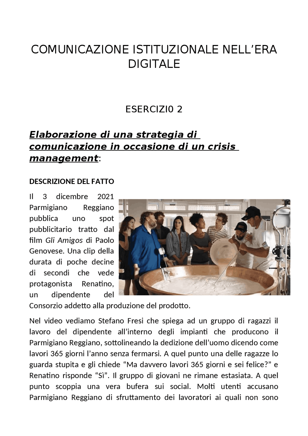 Elaborazione Di Una Strategia Di Comunicazione In Occasione Di Un