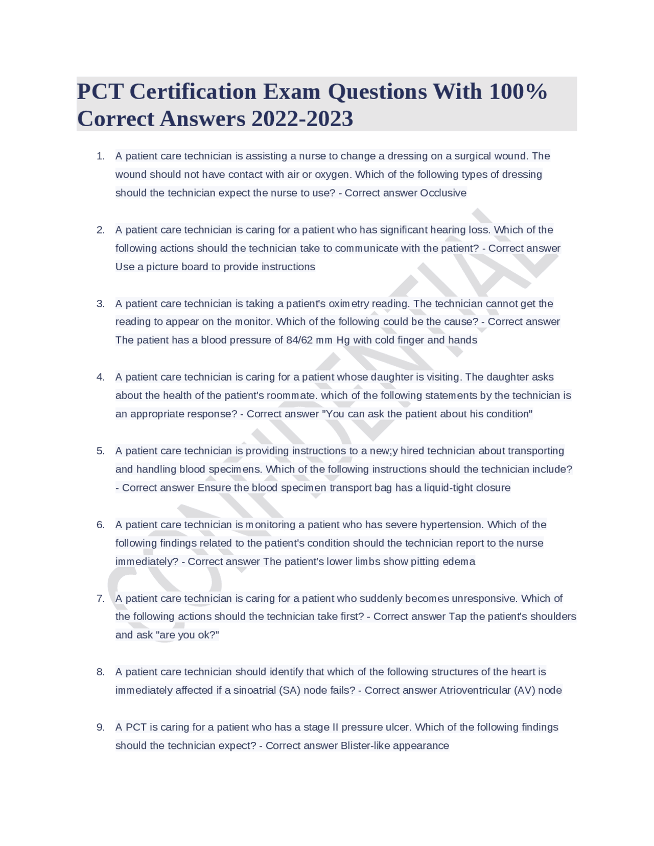 PCT Certification Exam Questions With 100% Correct Answers 2022-2023 ...