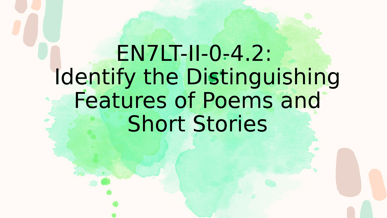 Feature Of A Short Story Slides English Docsity