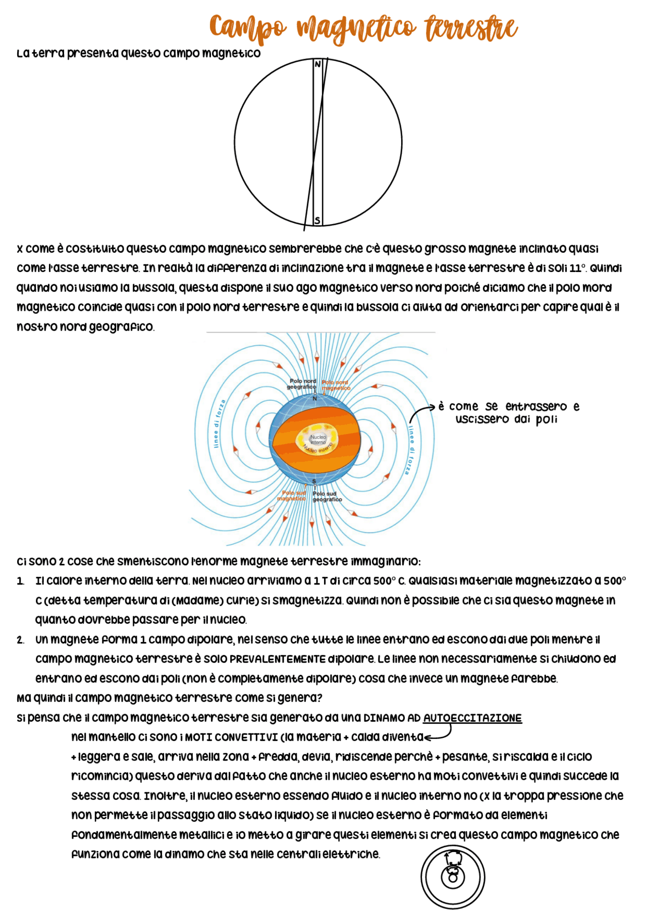 Campo magnetico terrestre | Schemi e mappe concettuali di Scienze della Terra | Docsity
