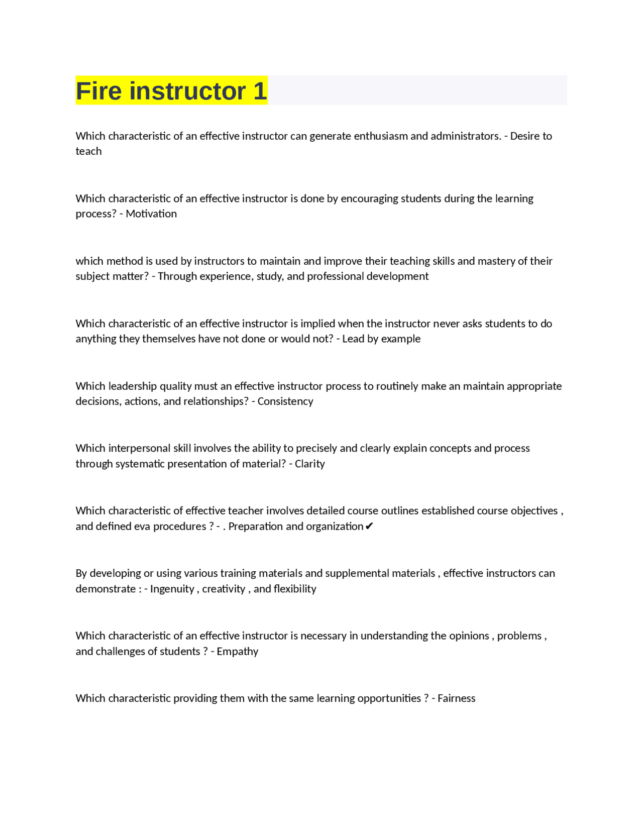 Fire_instructor_1.docx | Exams Nursing | Docsity