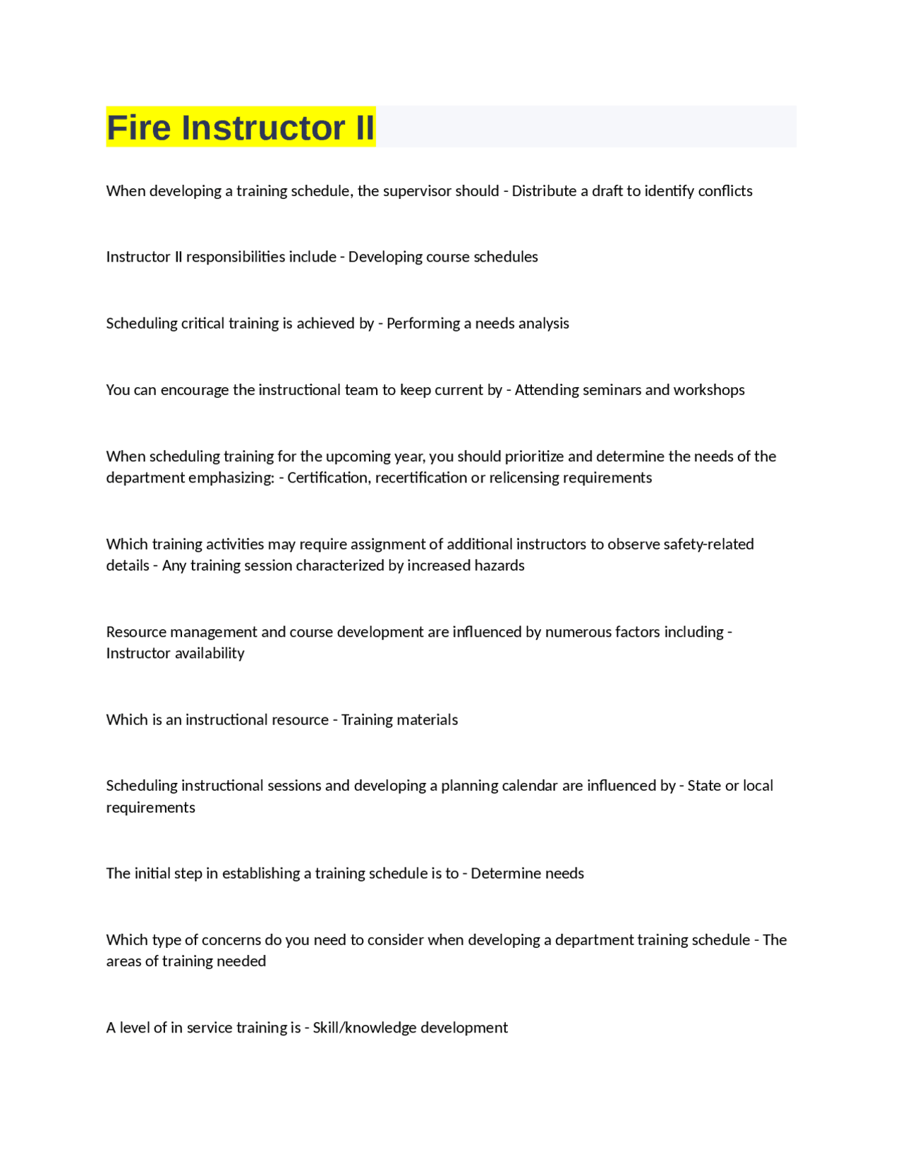 Fire Instructor II Training: A Guide to Scheduling, Budgeting, and ...